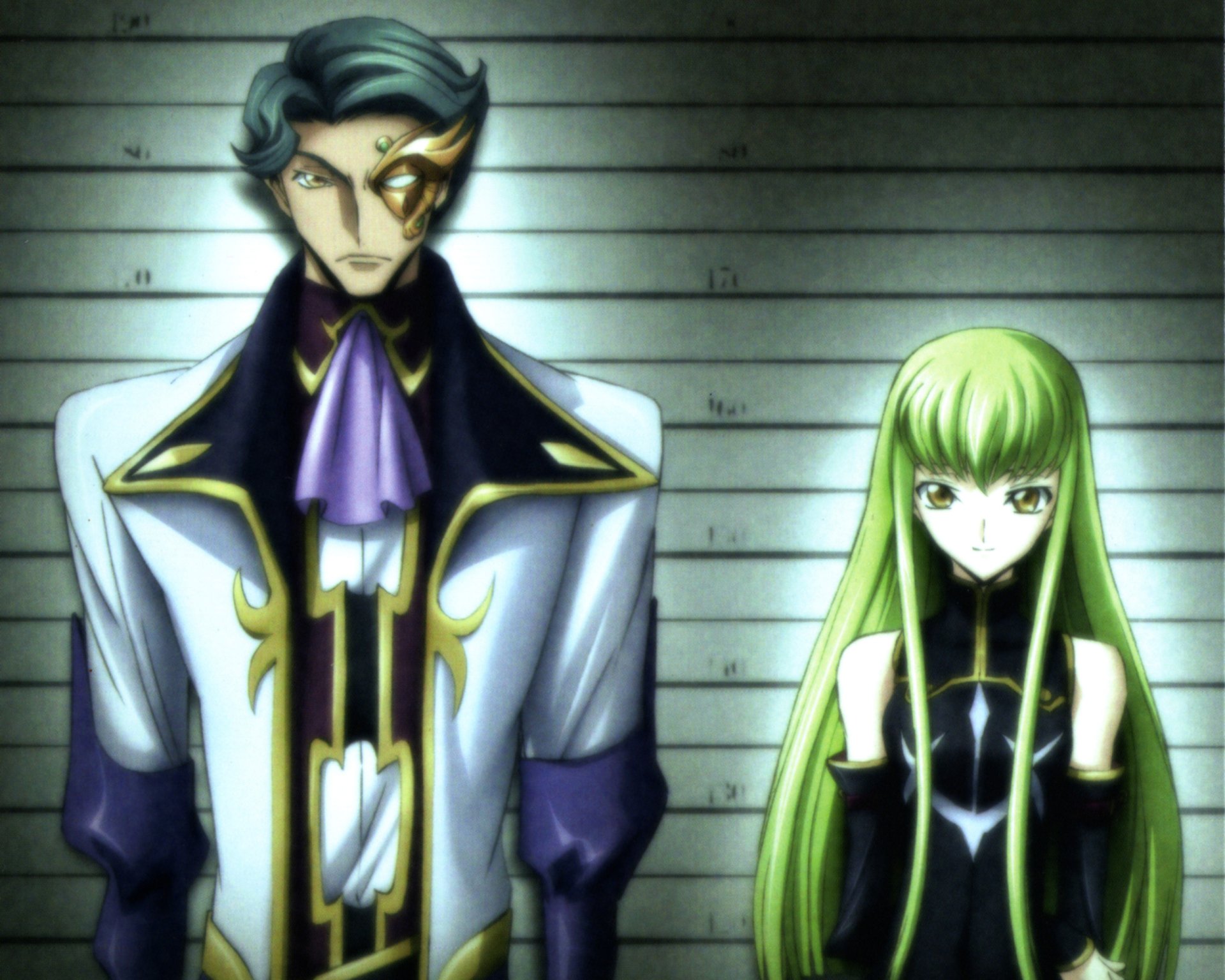 Code Geass HD Wallpaper: Jeremiah Gottwald & C.C. in Anime Elegance