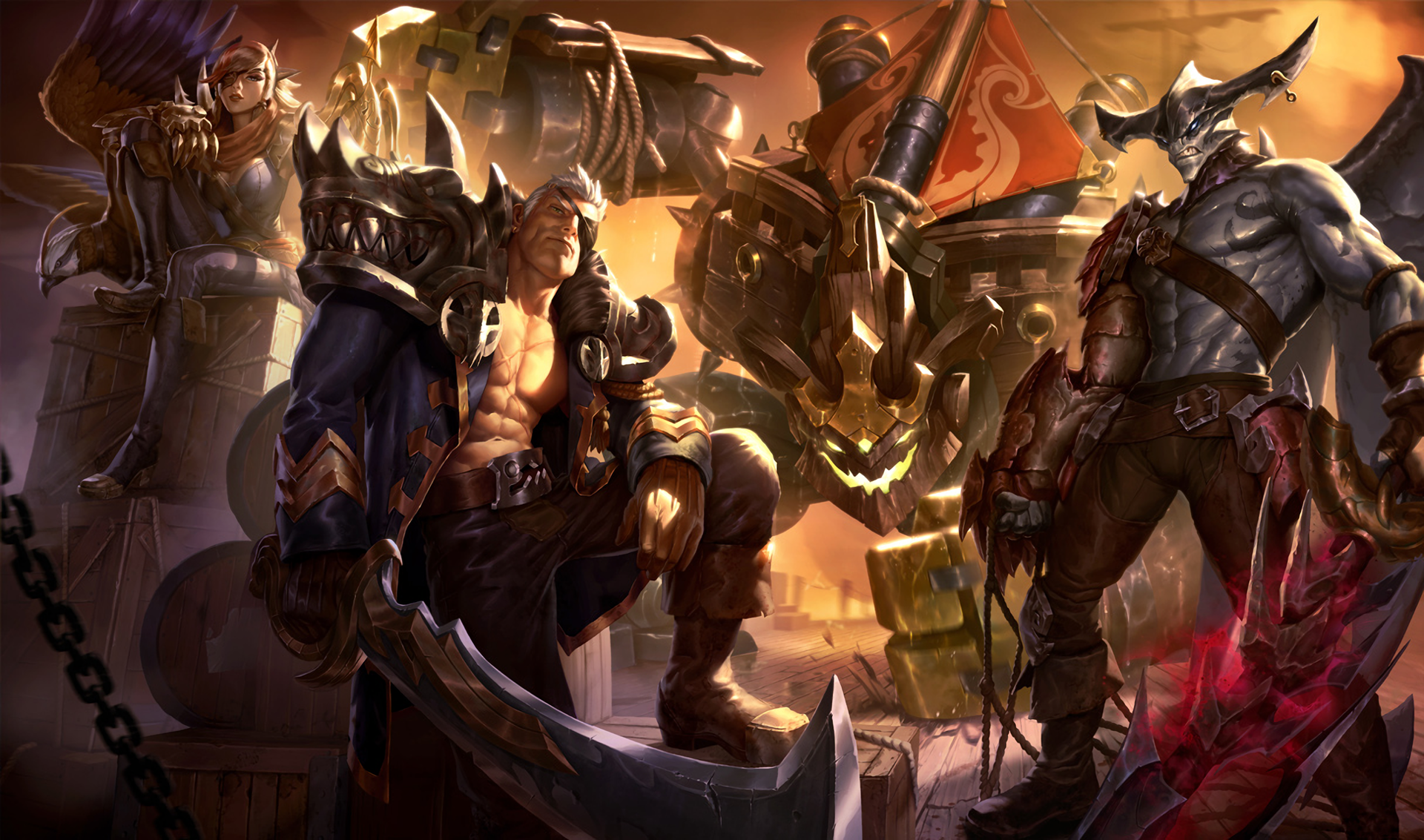 Epic League of Legends HD Wallpaper: Aatrox, Garen, Quinn, Malphite by ...