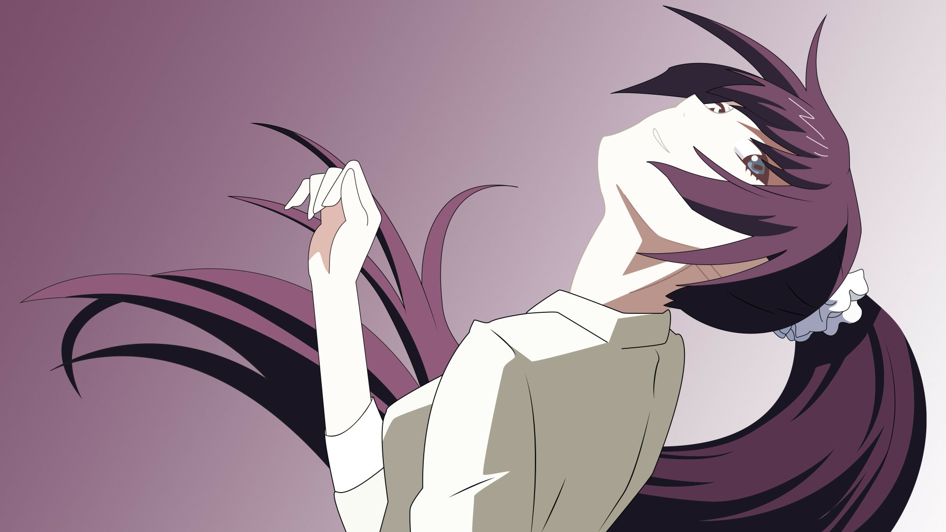 Download Long Hair Purple Hair Hitagi Senjōgahara Anime Monogatari