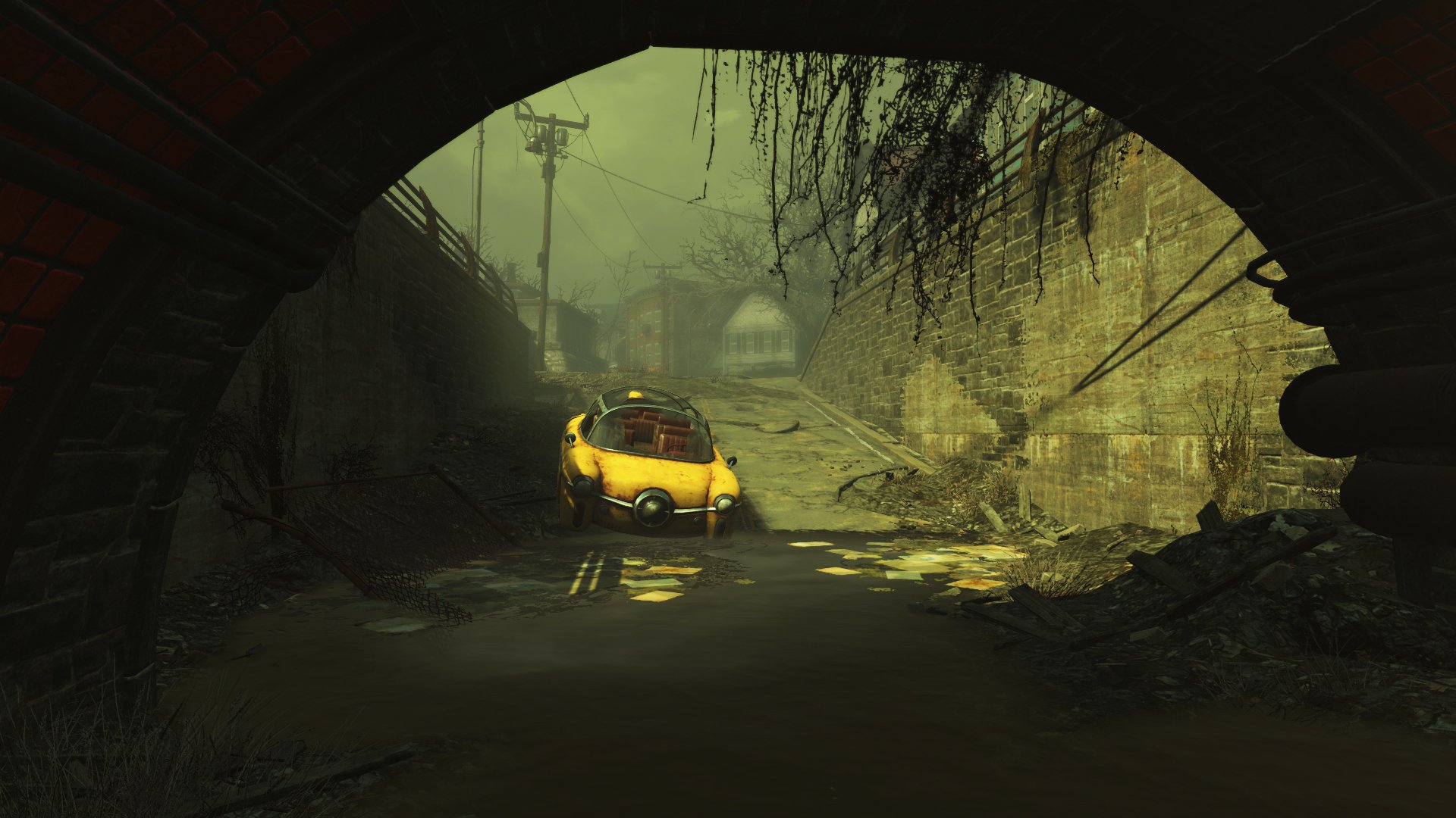 Fallout 4 HD Wallpaper: Wasteland Drive Through the Ruins