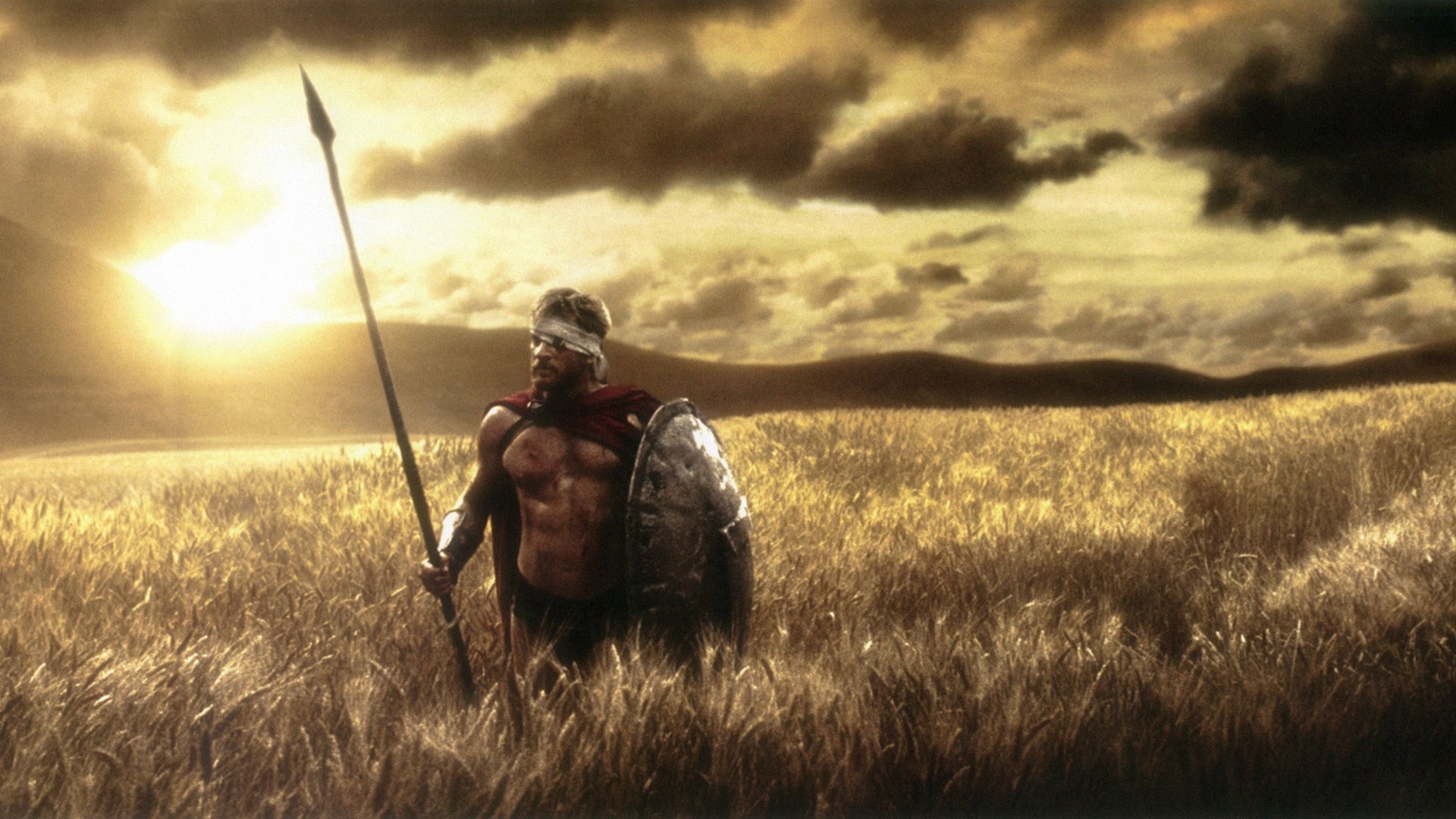 Epic 300 Movie HD Wallpaper Spartan Warrior In The Golden Field