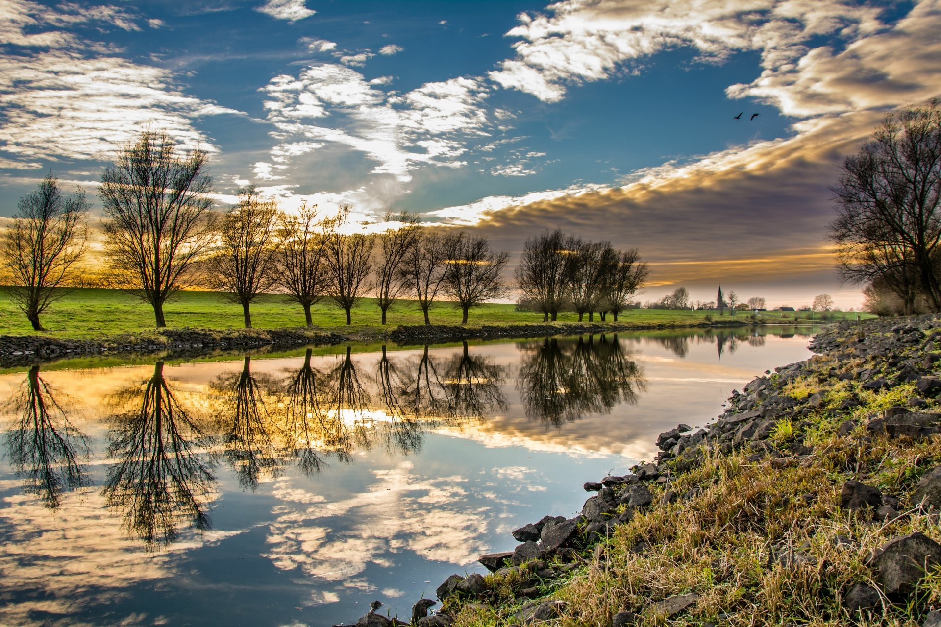 Download Cloud Sky Water Nature Reflection Landscape Tree River 4k ...