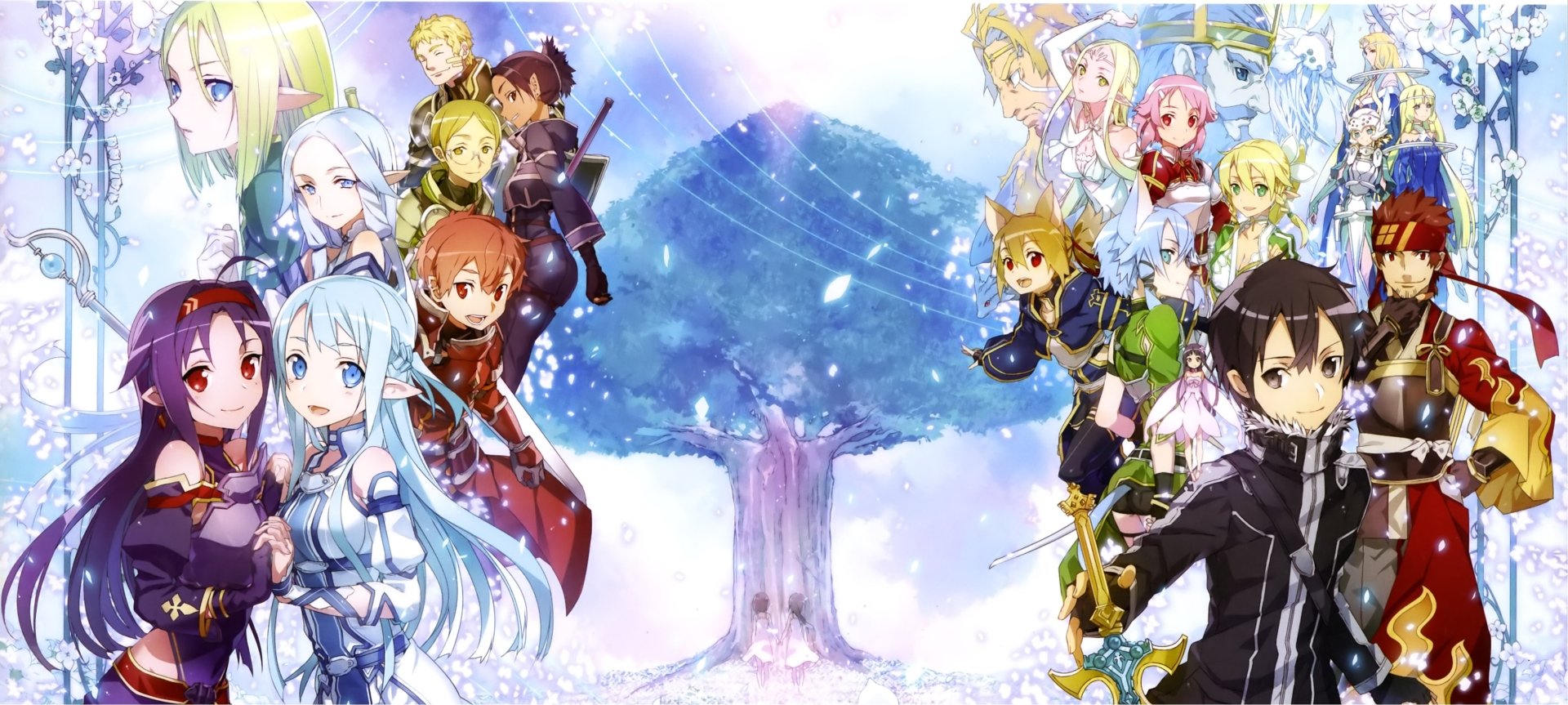 Sword Art Online II HD Wallpaper – Kirito, Asuna & Friends United