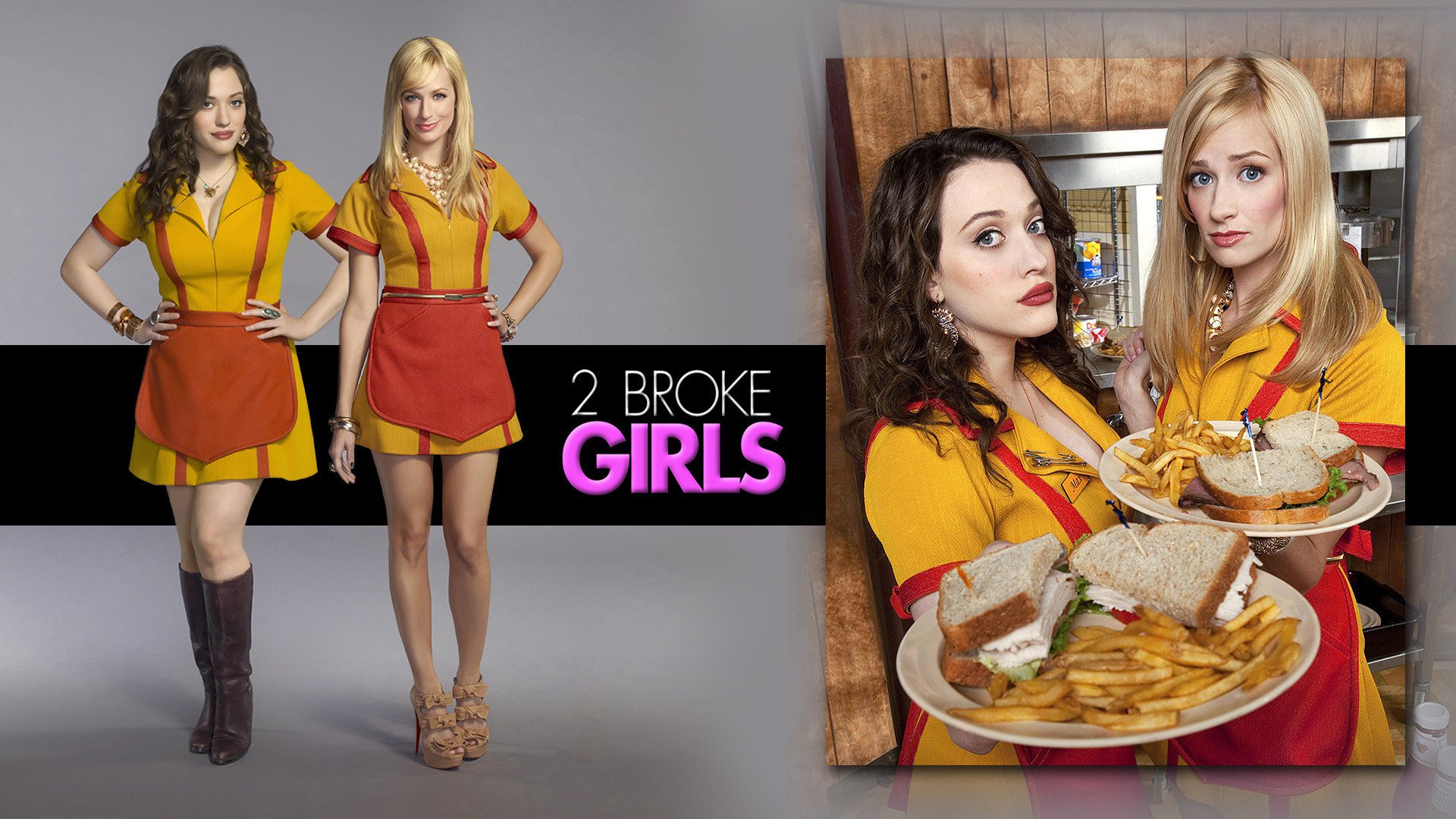 2 Broke Girls HD Wallpaper Max Black Beth Behrs Featuring Kat Dennings