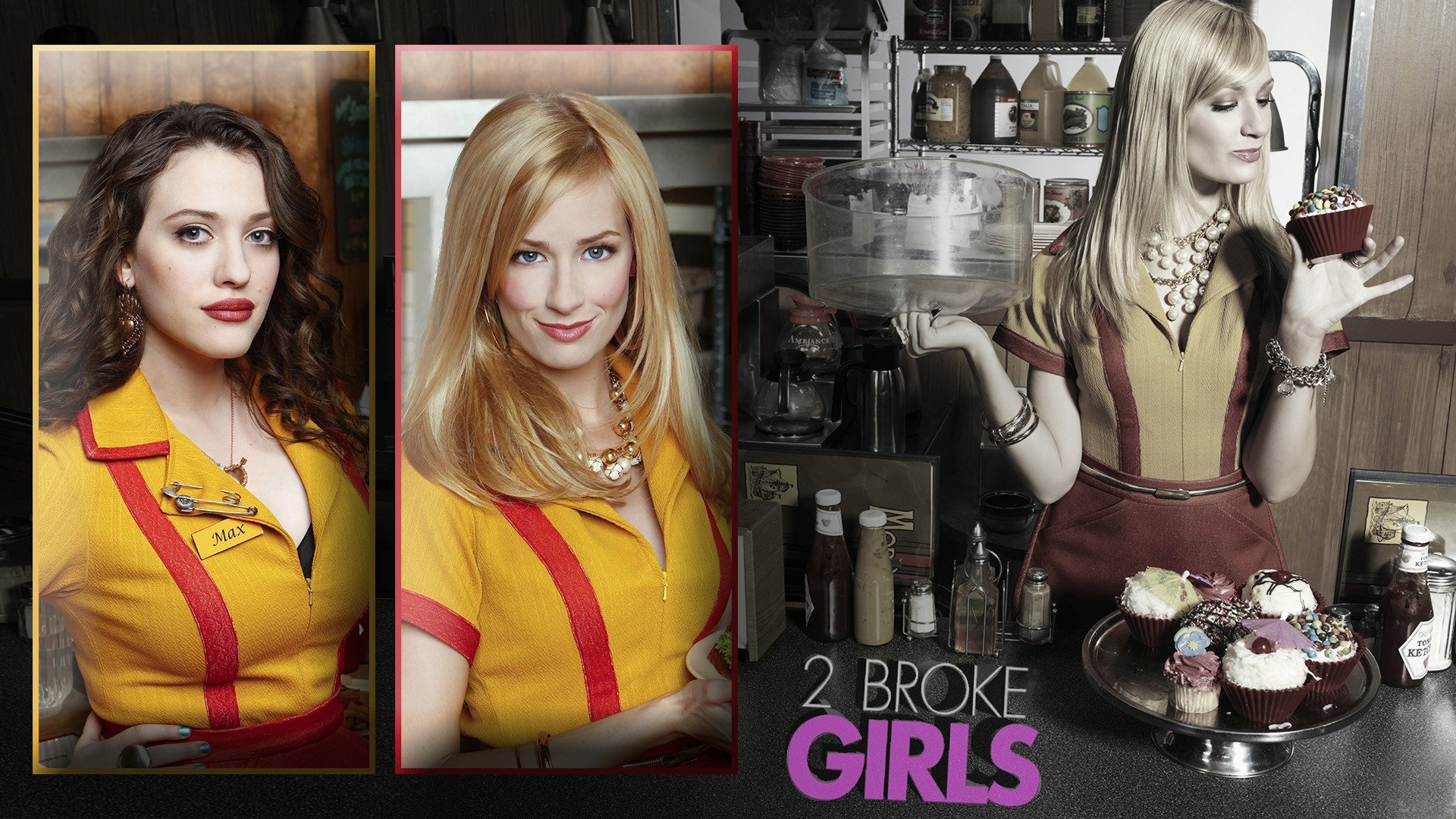 2 Broke Girls HD Wallpaper Featuring Max, Kat & Beth