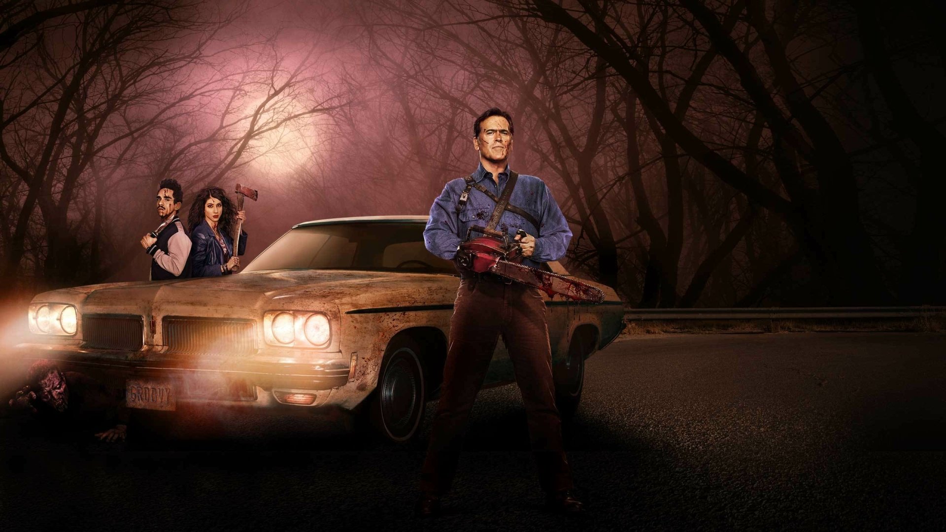 Ash vs Evil Dead HD Wallpaper: Epic TV Show Scene in the Dark Woods