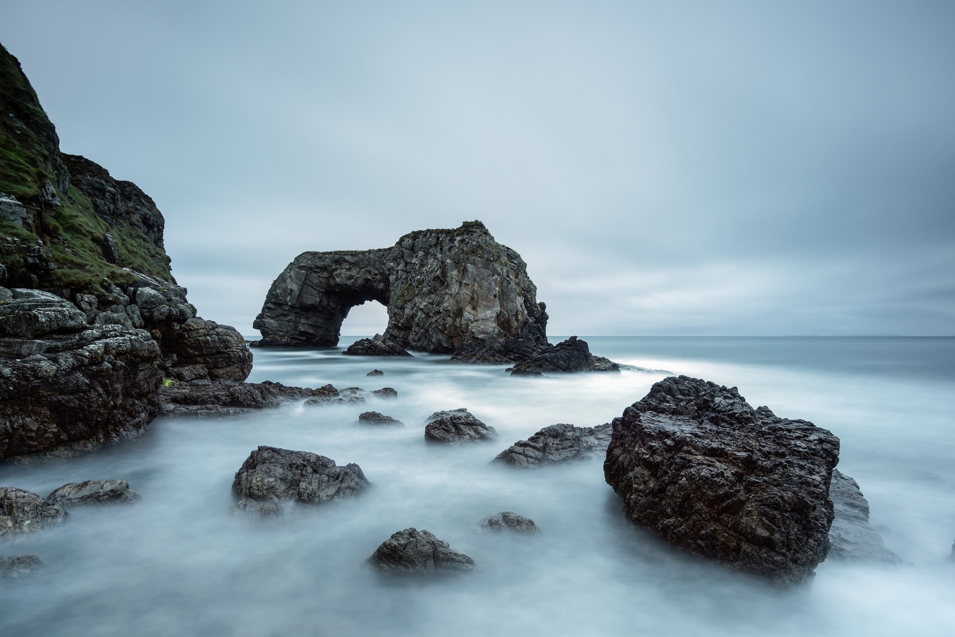 Majestic Ocean Arch: Serene Nature Seascape HD Wallpaper by Richard Hurst