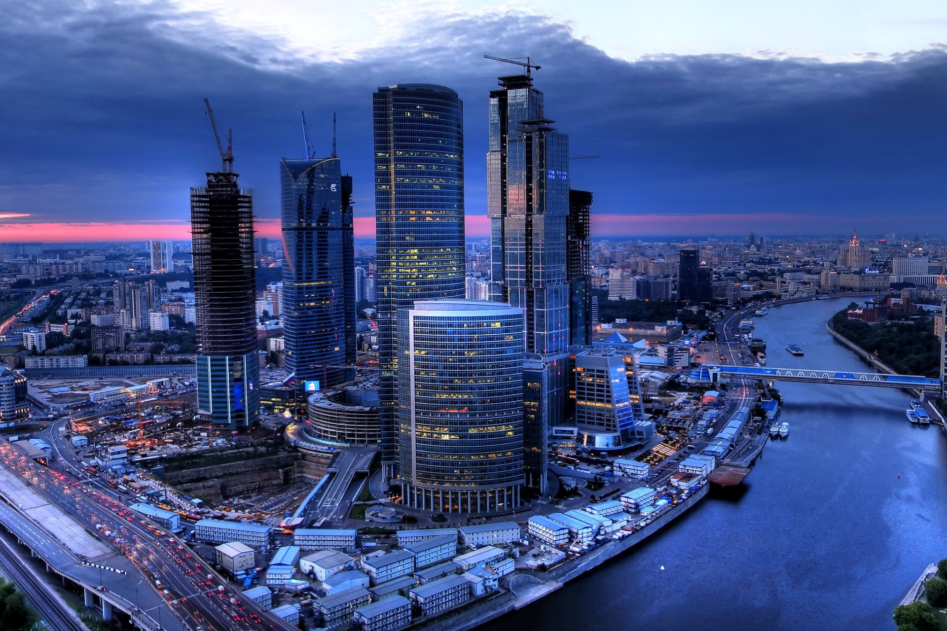 Download Blue Building Skyscraper Russia Cityscape City Man Made Moscow ...