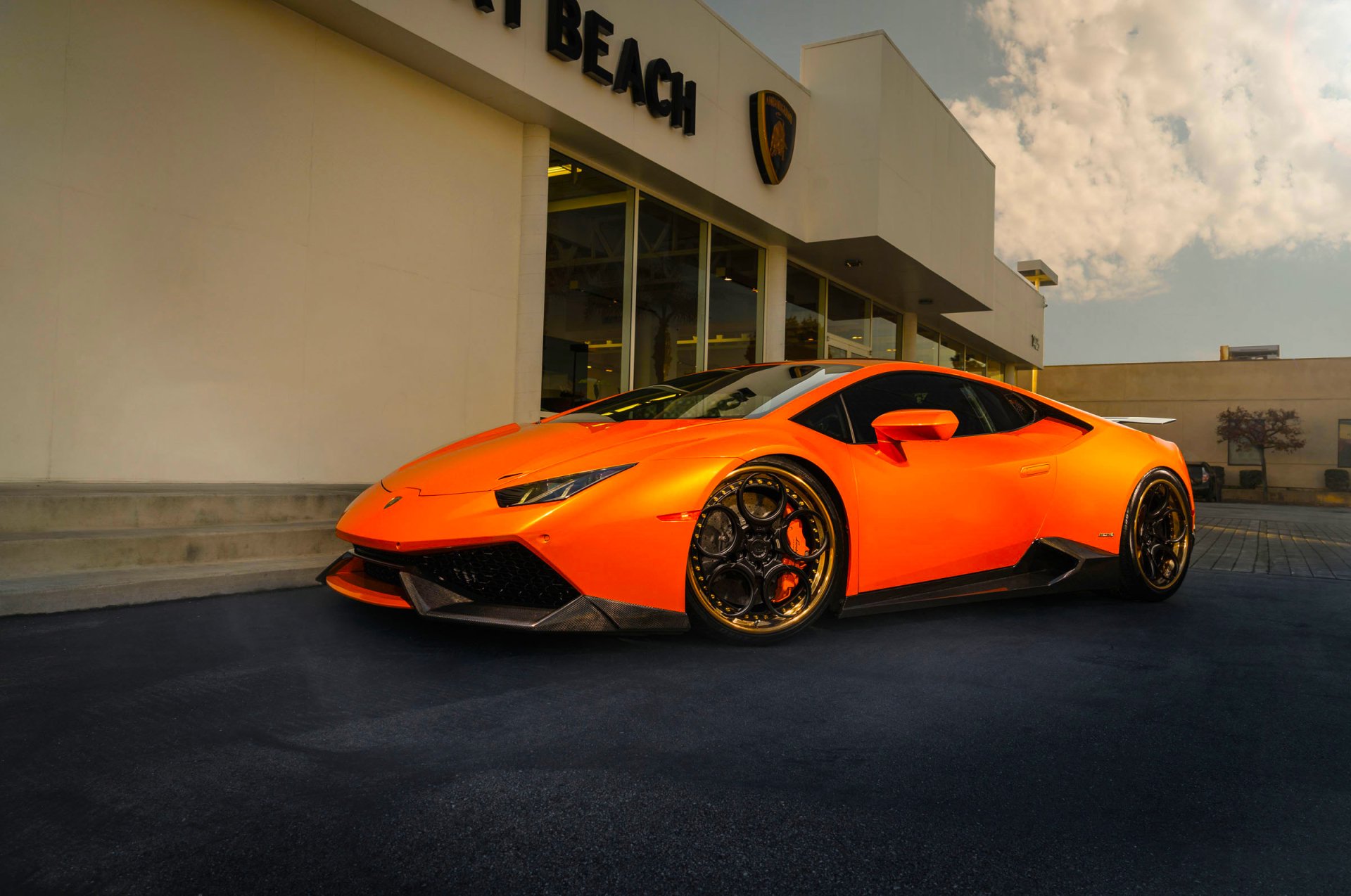 Stunning Orange Lamborghini Huracan HD Wallpaper