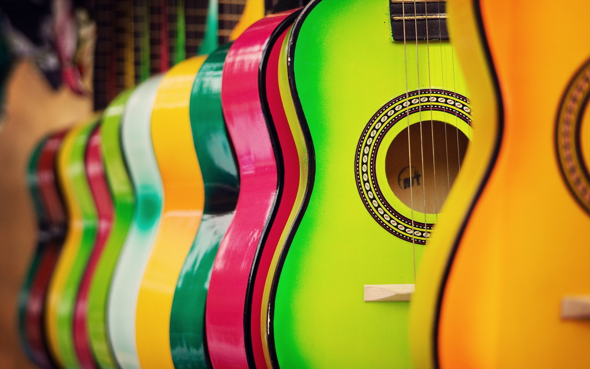 Vibrant Guitar Close-Up: HD Macro Music Wallpaper