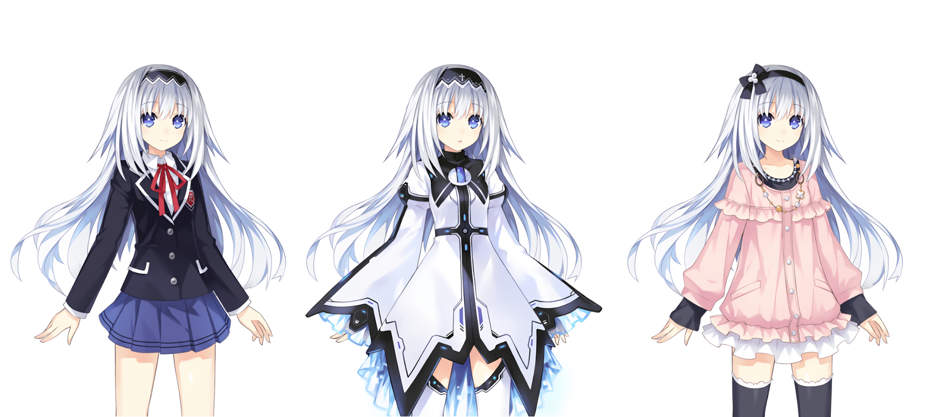 Cute Anime HD Wallpaper of Maria Arusu with Aqua Eyes and White Hair