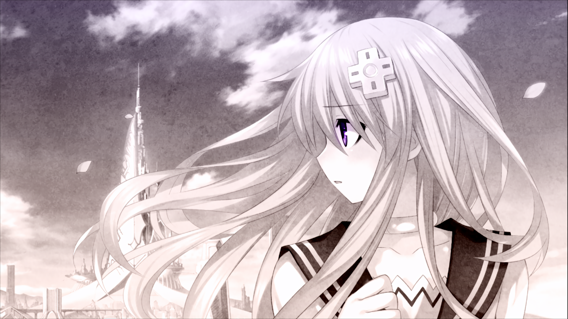 Download Hyperdimension Neptunia Victory Purple Eyes Sad Long Hair Cute ...