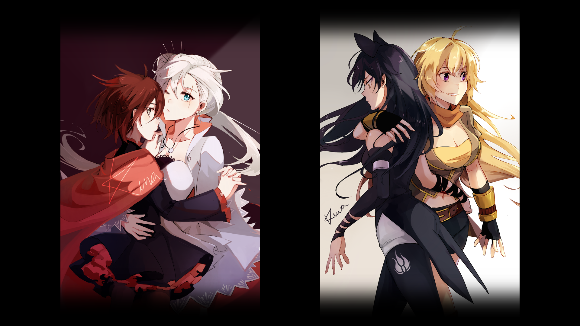 RWBY HD Wallpaper Featuring Ruby, Yang, Blake, and Weiss by 90