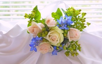 Download Blue Flower Pink Flower Bouquet Flower Lily Rose Man Made PFP