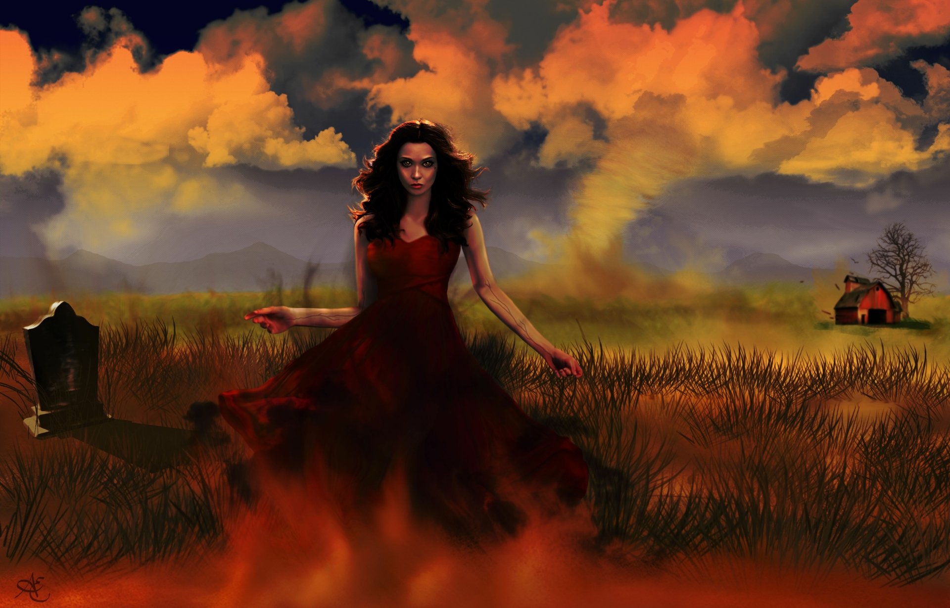 Crimson Field: Vampire in Red — 5K Ultra HD Fantasy Wallpaper by Amanda ...