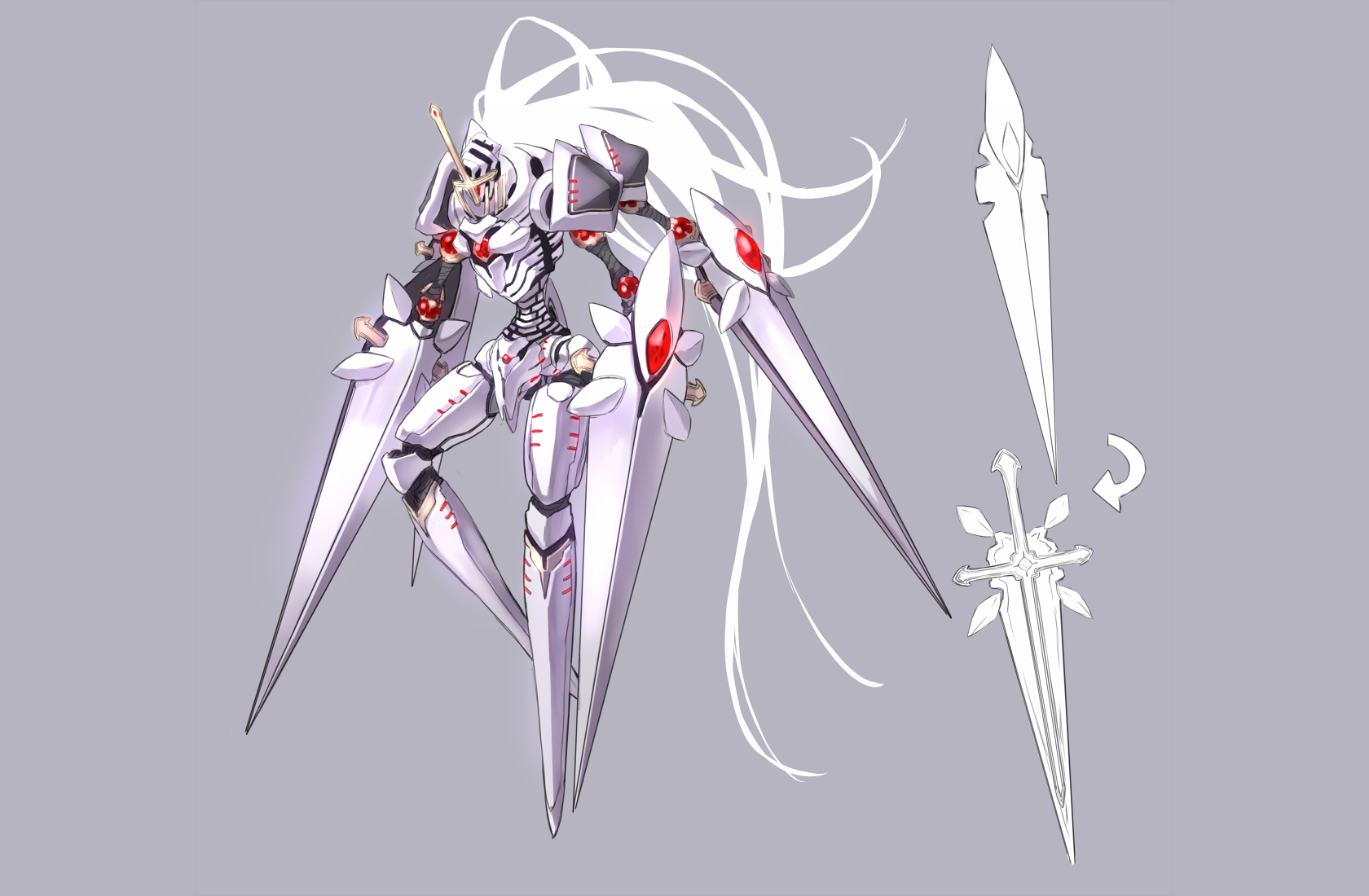 Download Shield White Hair Long Hair Weapon Armor Warrior Anime ...