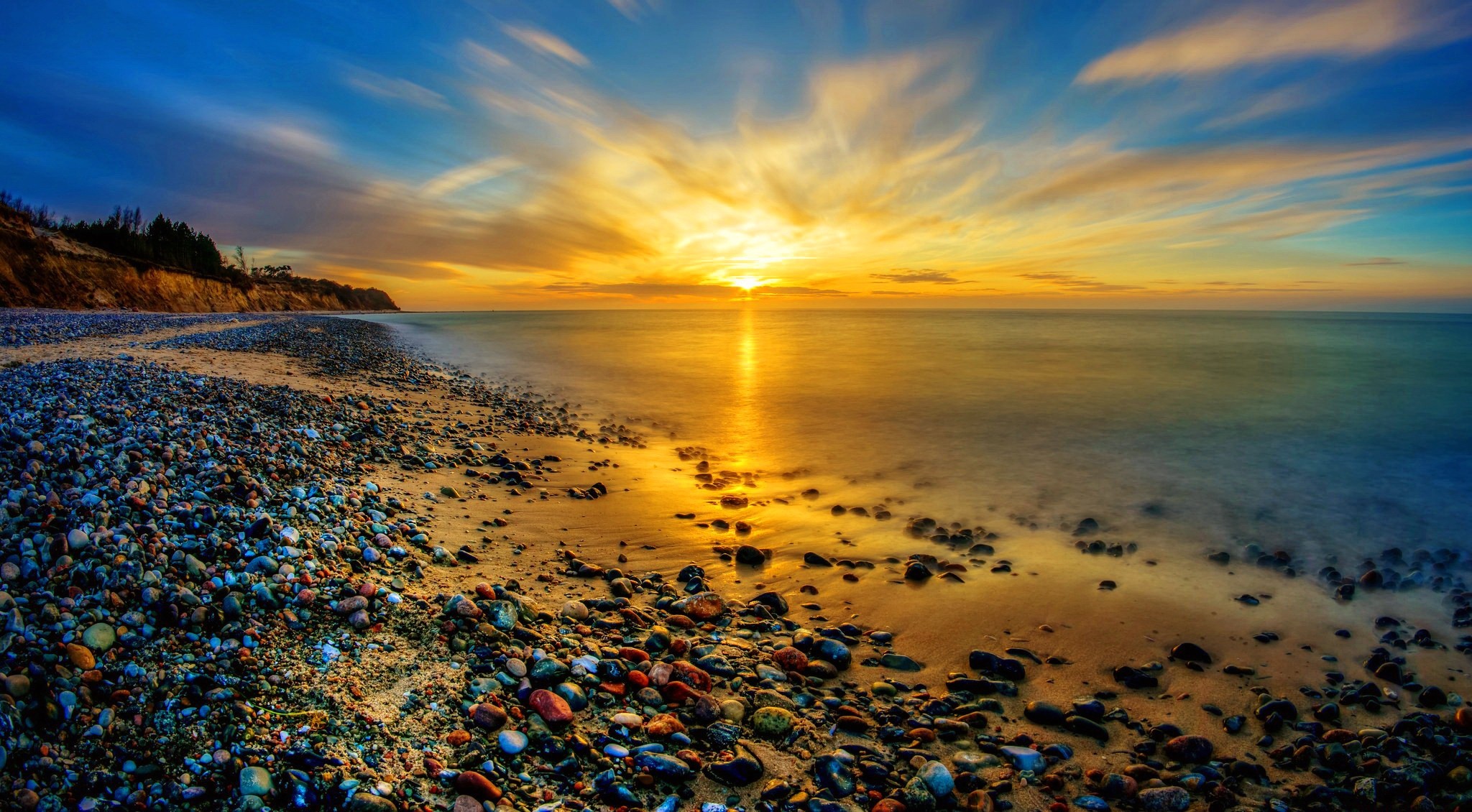 Download Horizon Pebbles Sea Ocean Beach Cloud Sky Nature Sunset HD ...