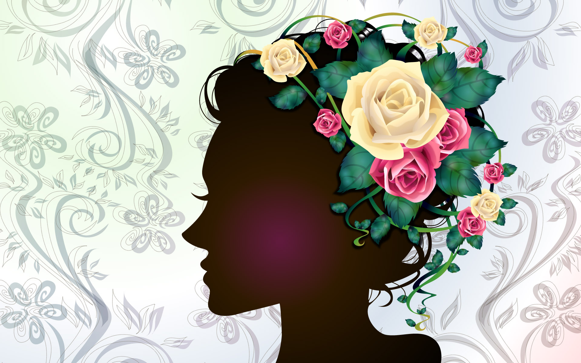 Download Flower Profile Silhouette Artistic Vector HD Wallpaper