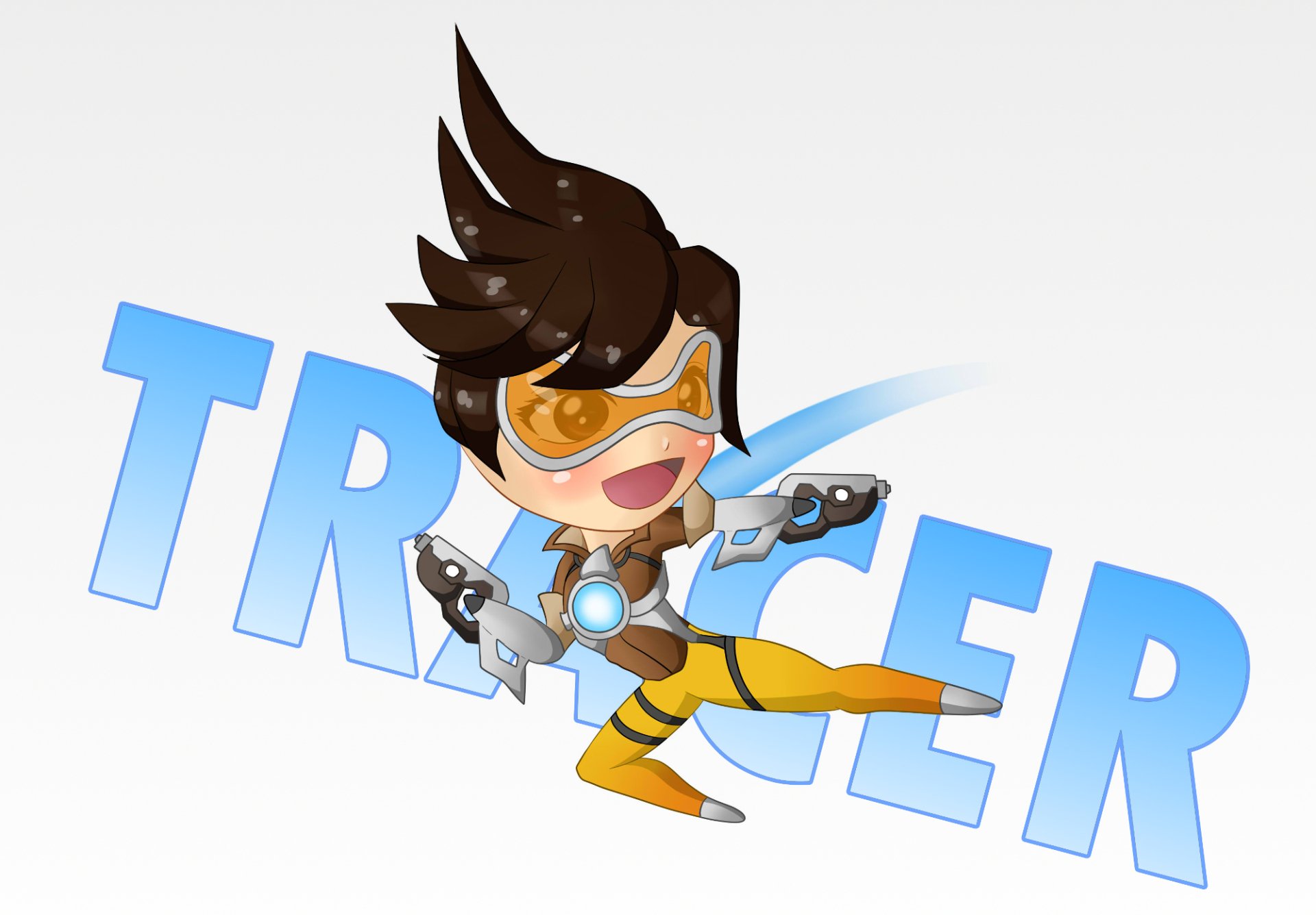 Chibi Tracer Dash – Vibrant Overwatch HD Wallpaper by Vingamena ...