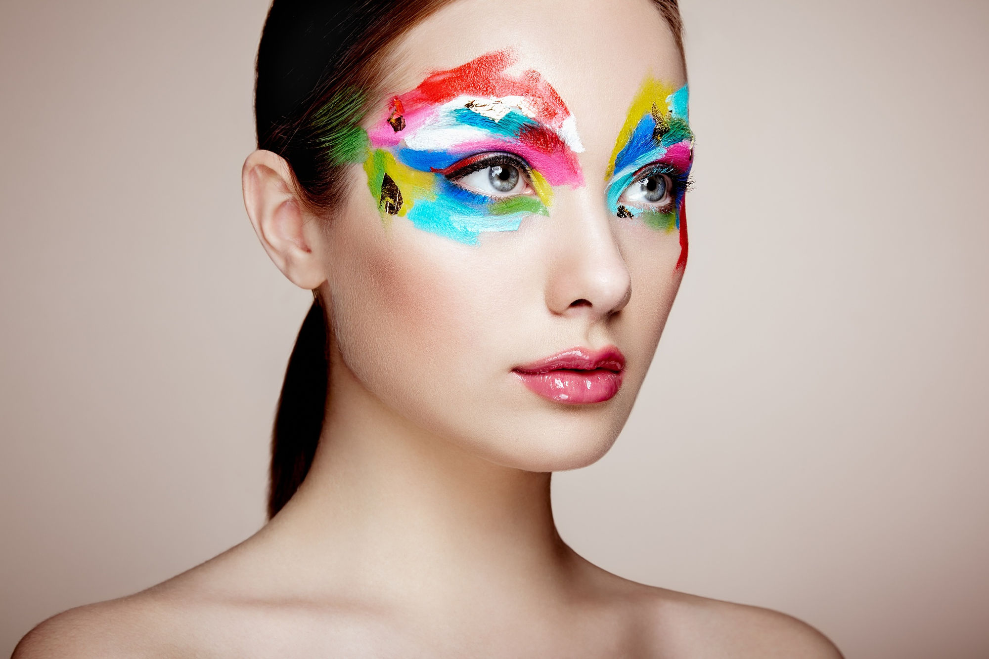 Download Makeup Brunette Blue Eyes Model Woman Face HD Wallpaper by ...