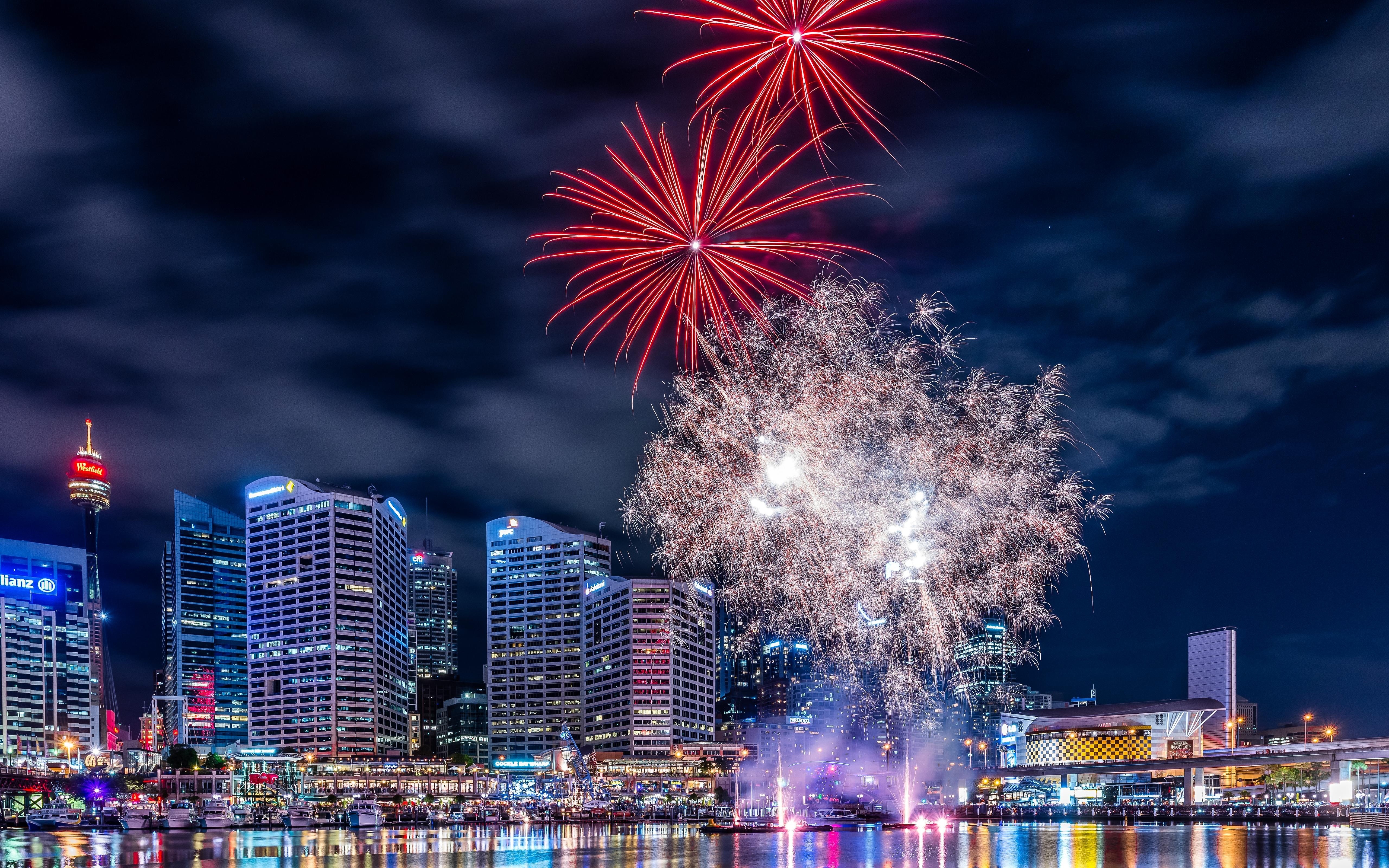 Download Sydney Darling Harbour Australia City Photography Fireworks 4k ...