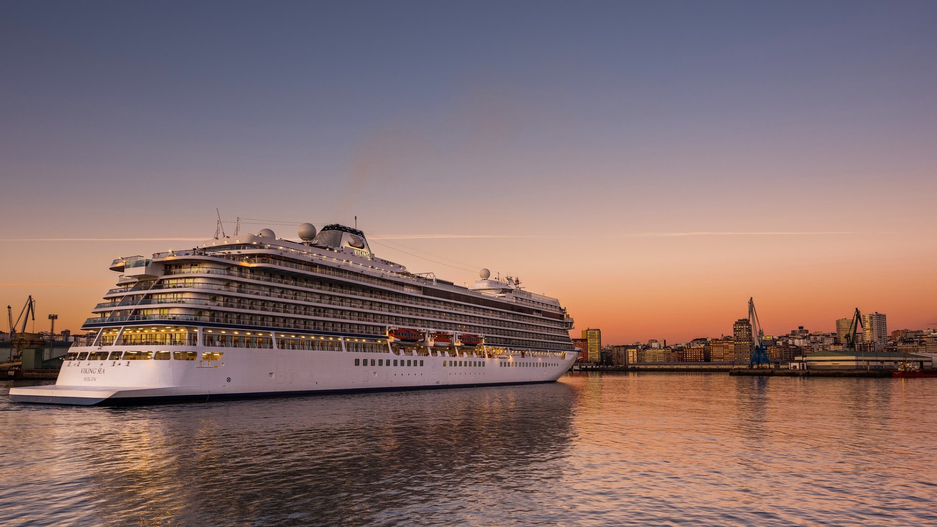 Luxury Cruise Ship at Sunset | HD Transport Vehicle Wallpaper