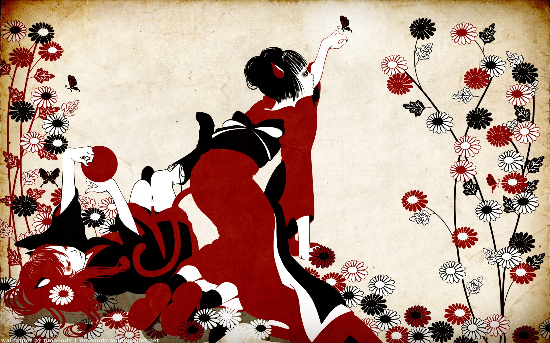 Download Red Flower Artistic Geisha HD Wallpaper by Stephen Banks