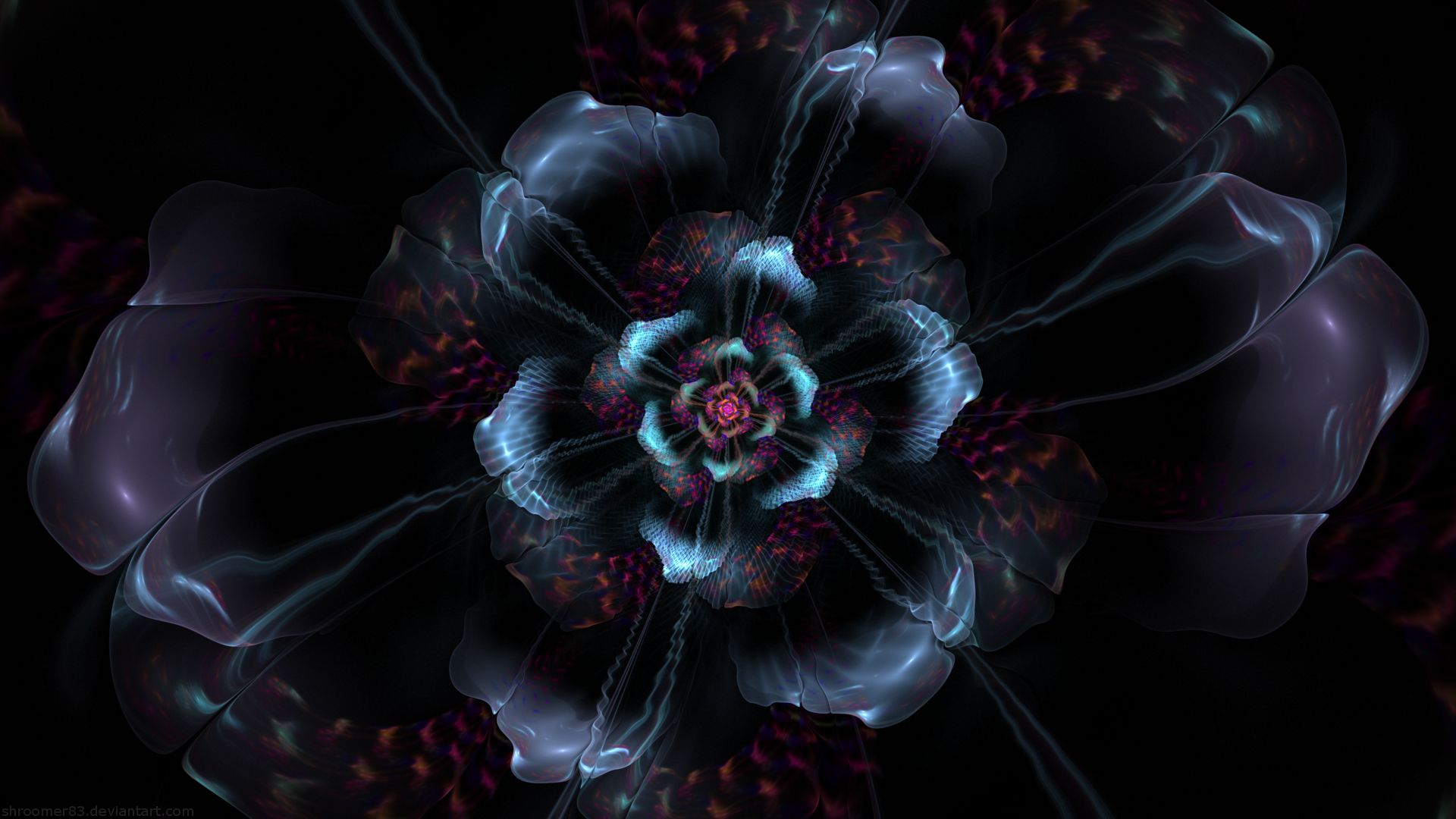 Black Fractal Bloom: Artistic HD Flower Wallpaper by Shroomer83
