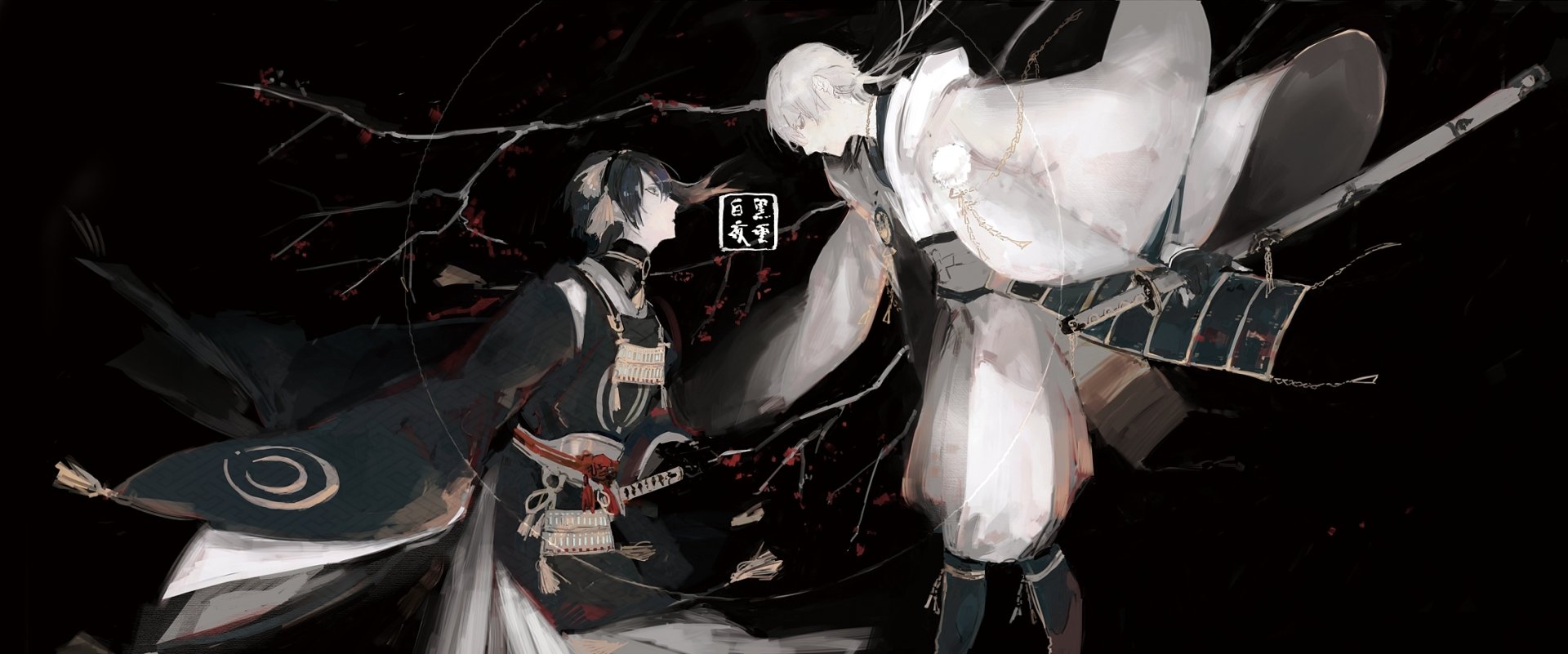 Epic Touken Ranbu Anime HD Wallpaper: Clash Beneath Crimson Branches