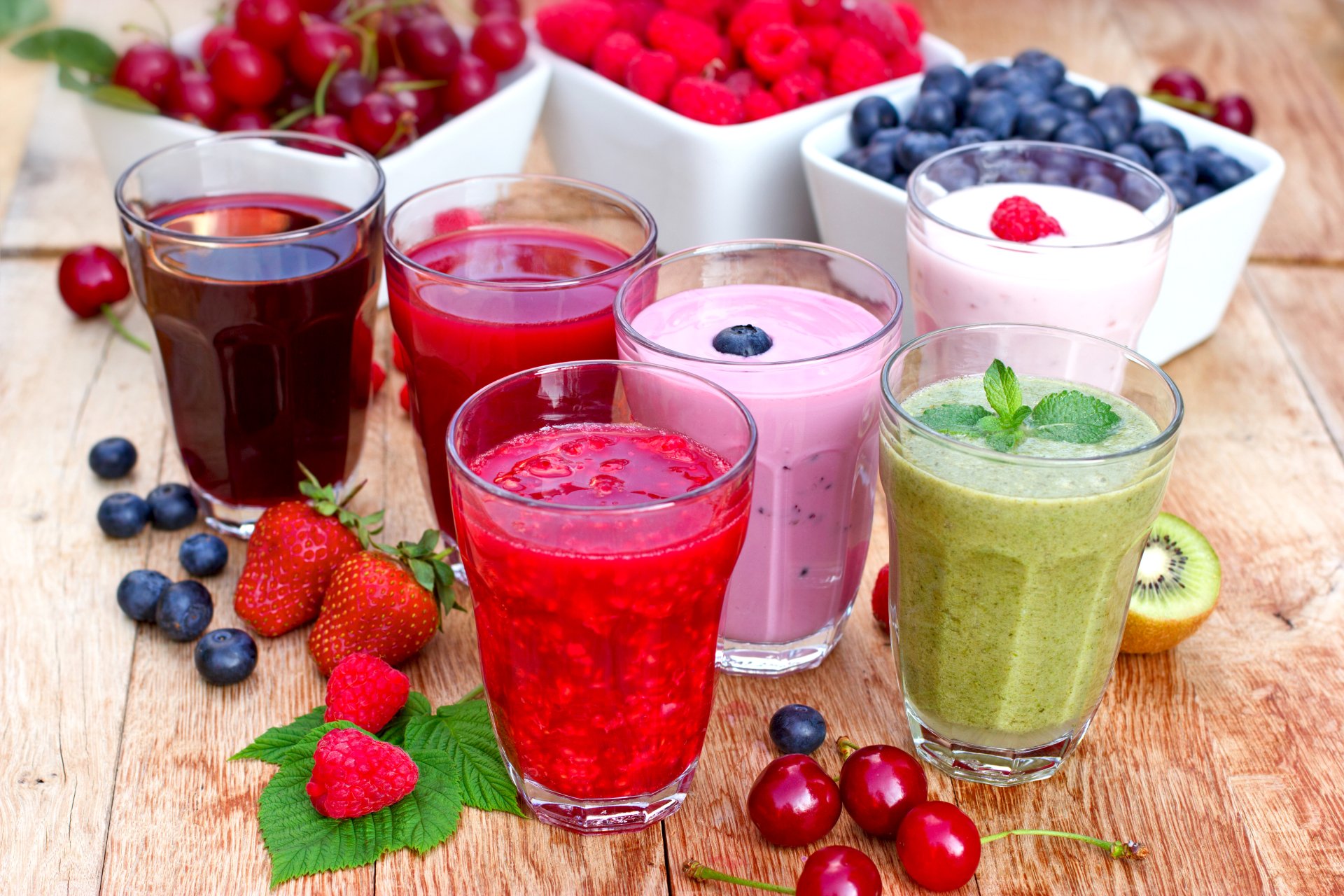 Download Smoothie Kiwi Raspberry Cherry Strawberry Blueberry Glass ...