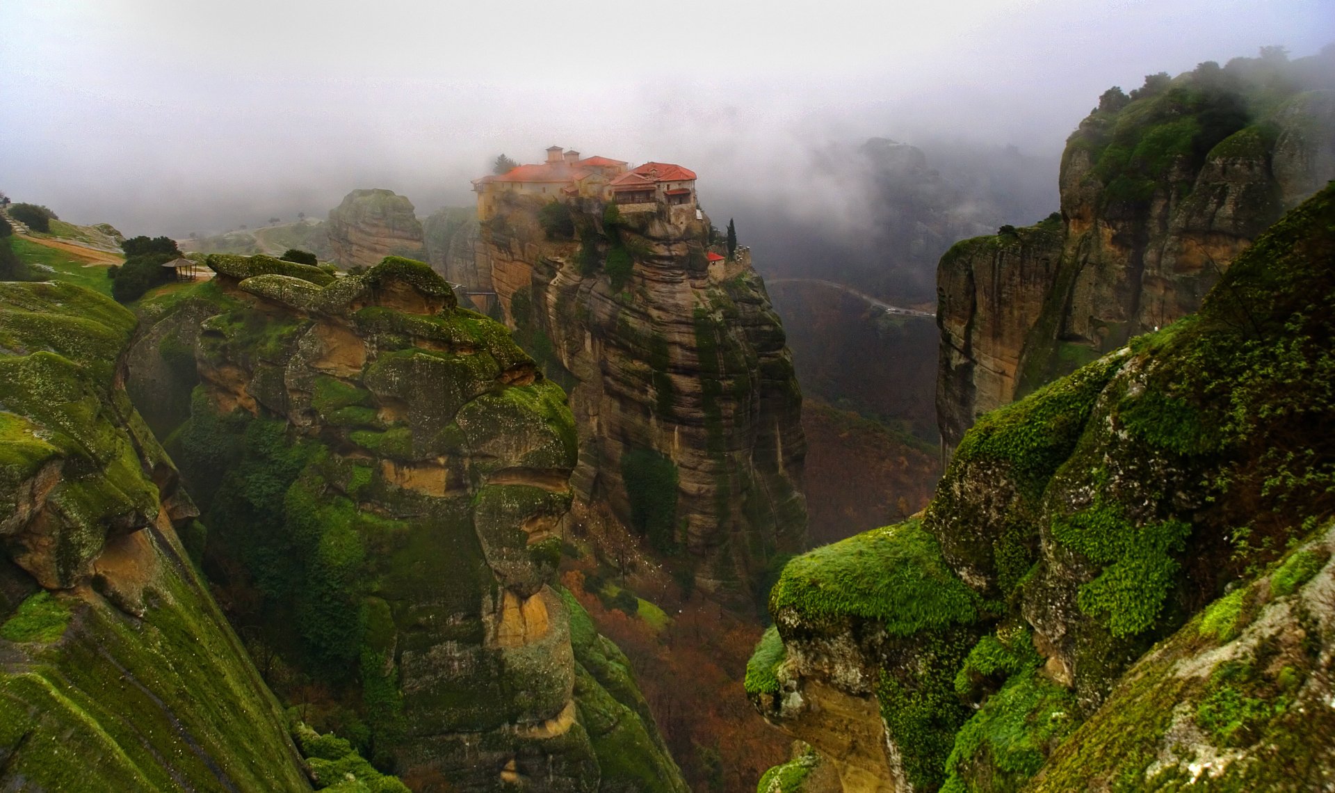 Download Mountain Monastery Greece Religious Meteora HD Wallpaper ...