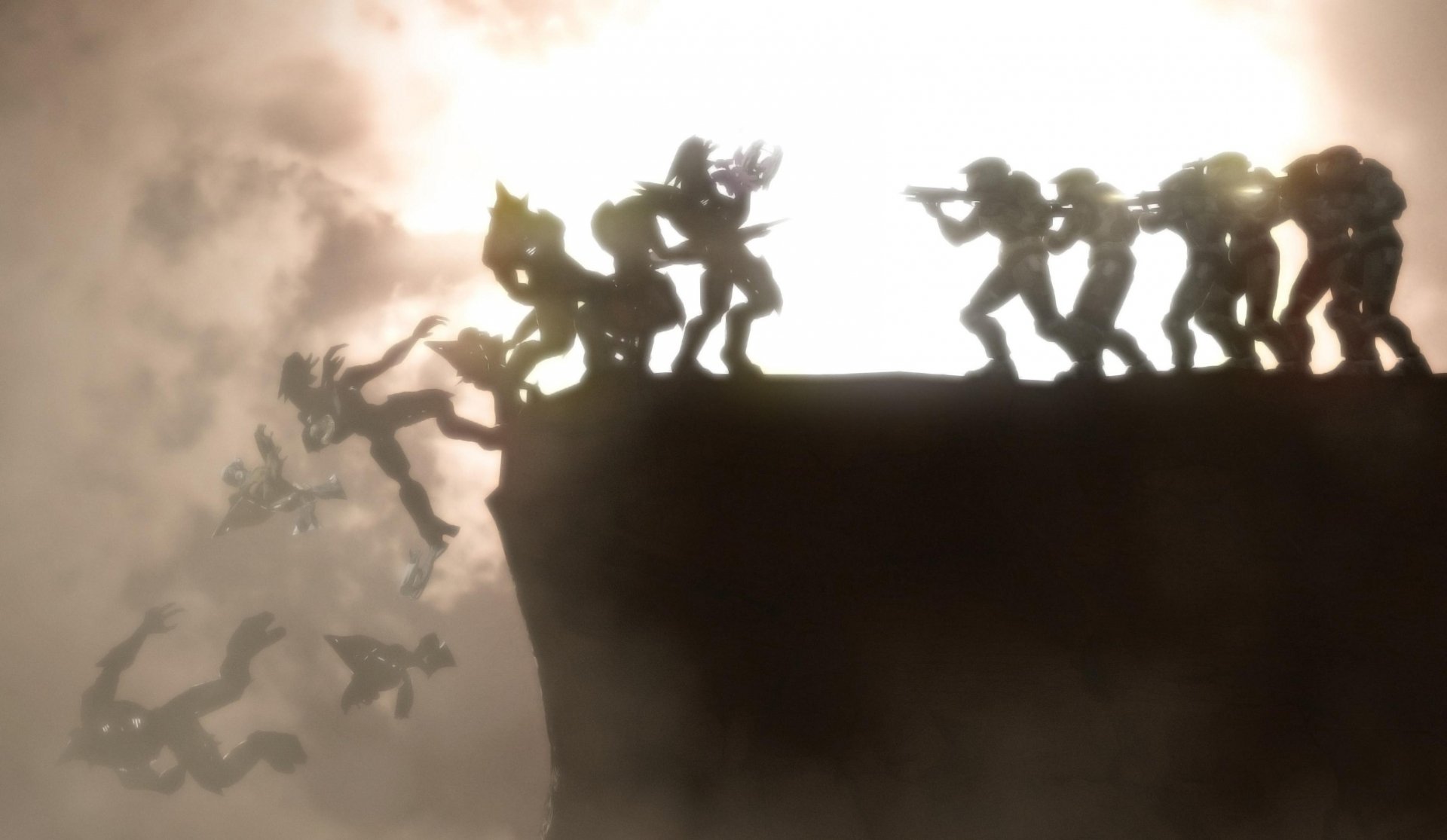 Epic Halo Action: Stunning HD Wallpaper for Gamers