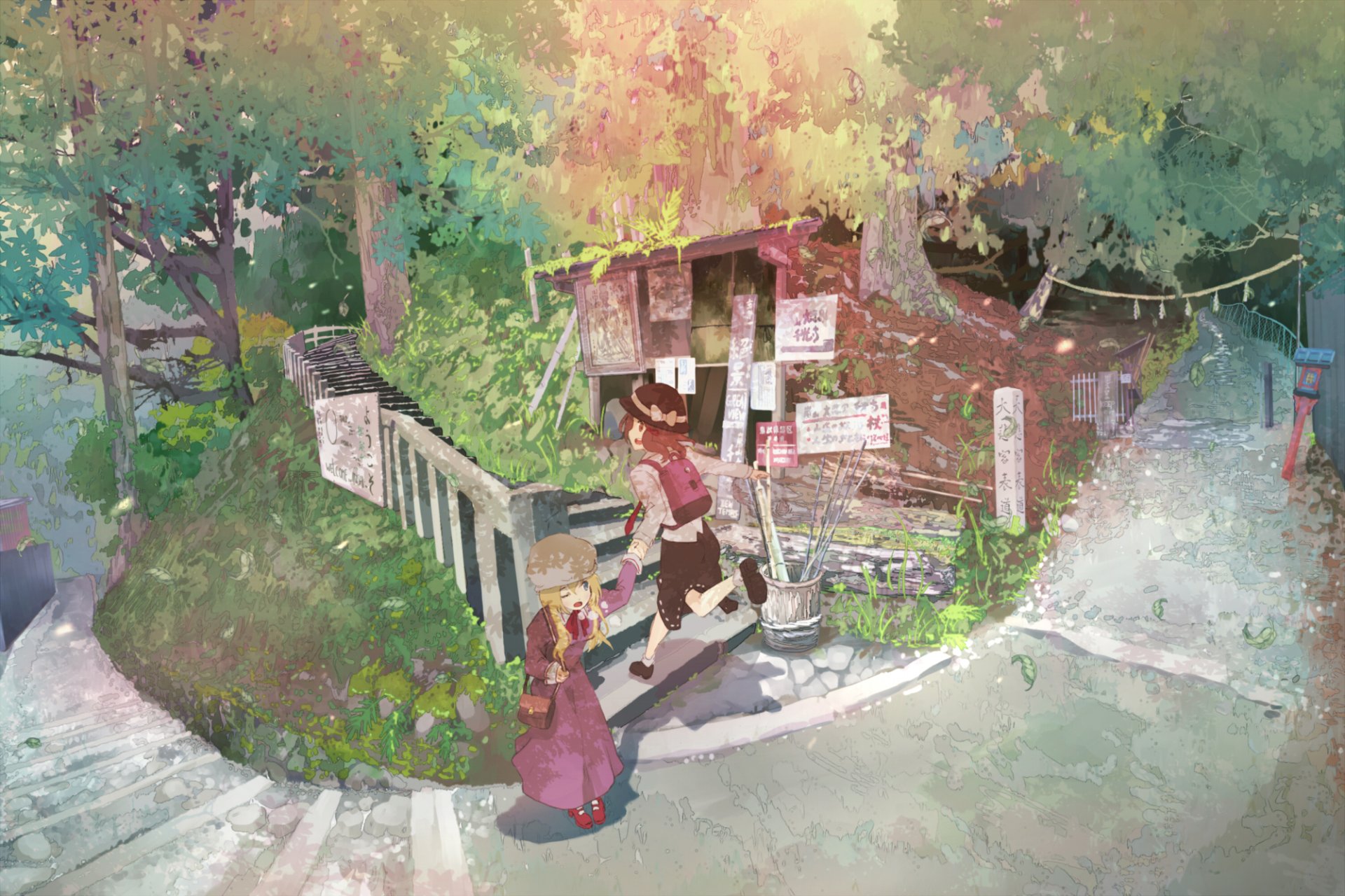 Enchanting Touhou Anime HD Wallpaper: A Tranquil Village Scene