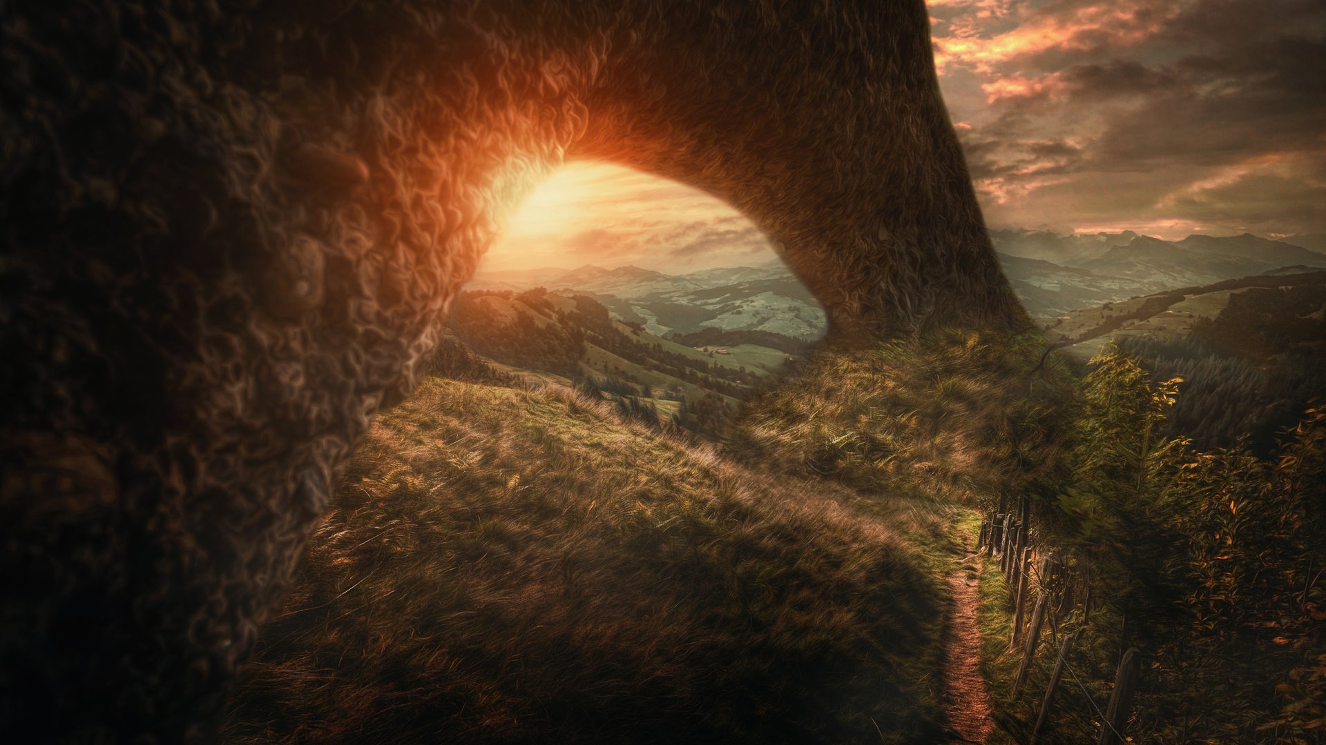 Mystical Mountain Pathway: A Stunning Fantasy Arch Landscape HD ...