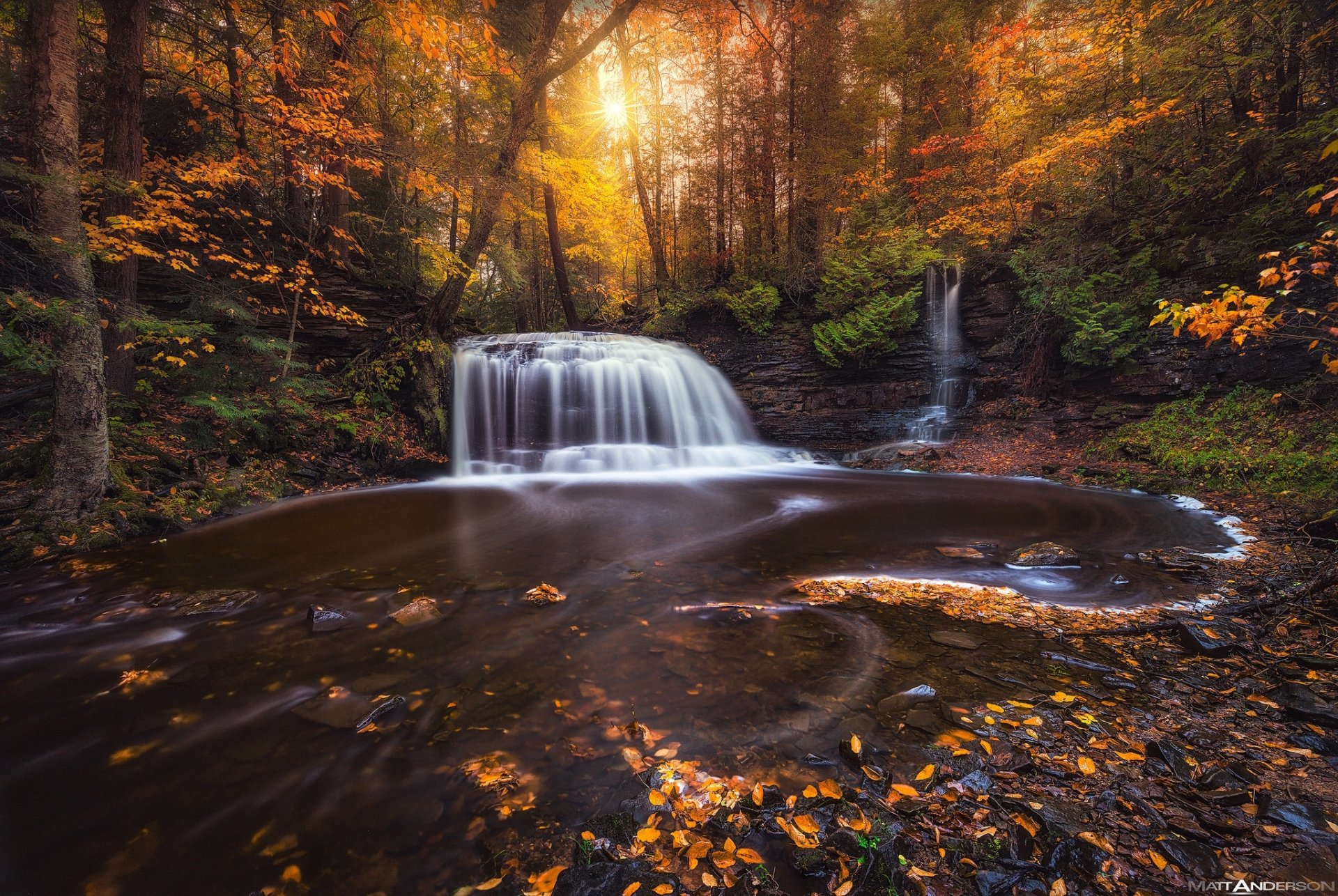 Autumn Foam: Tranquil Forest Waterfall HD Wallpaper by Matt Anderson ...