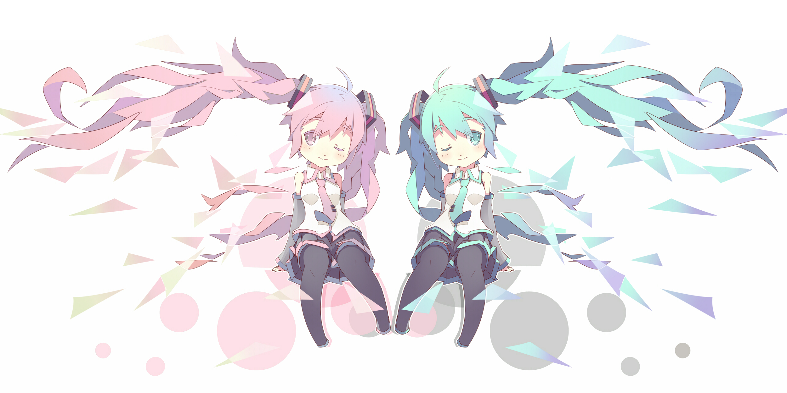 Sakura & Classic Miku HD Wallpaper – Vibrant Anime Vocaloid Duo
