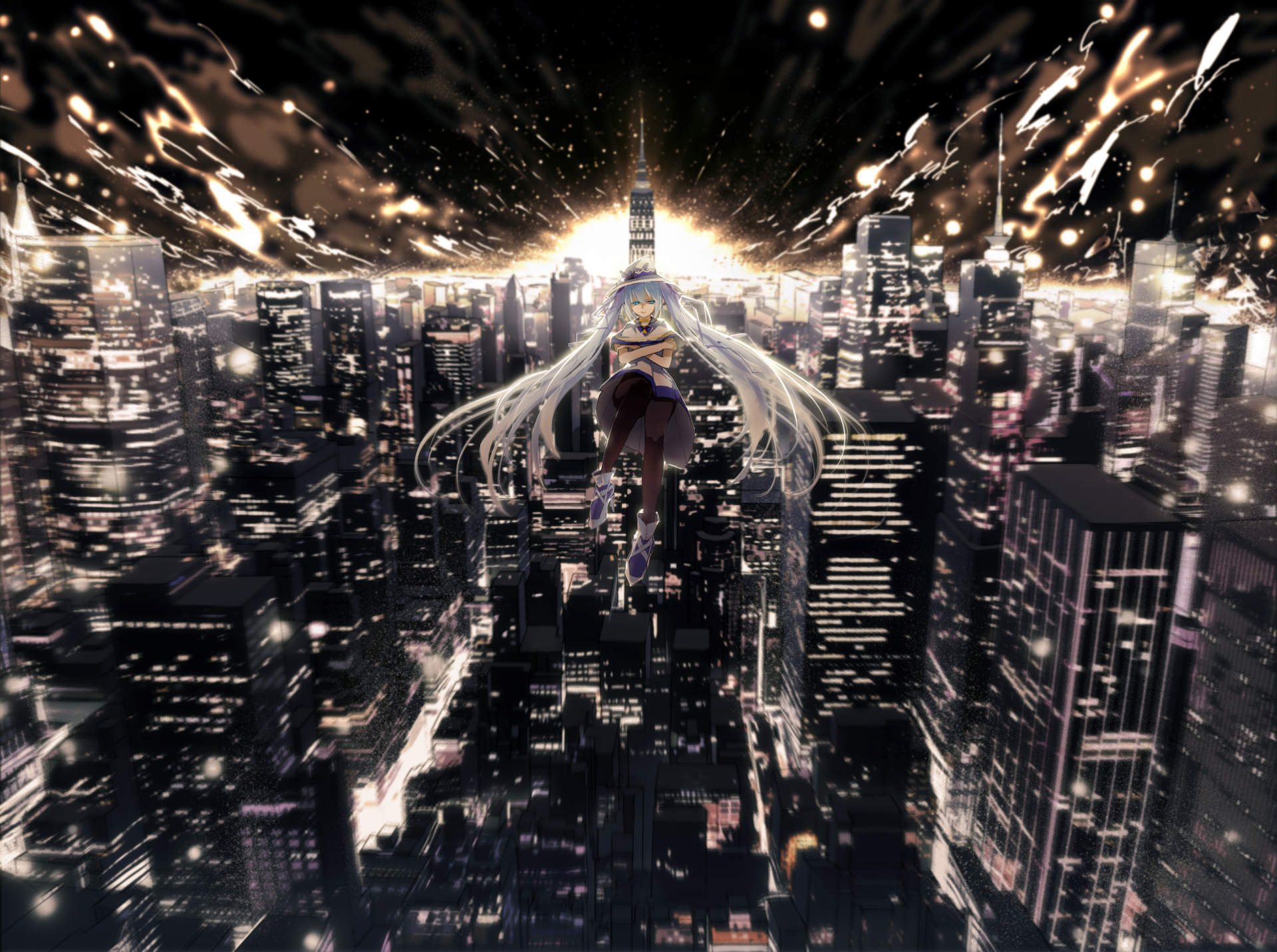 Hatsune Miku Soars Above the Neon Anime Cityscape – HD Vocaloid ...