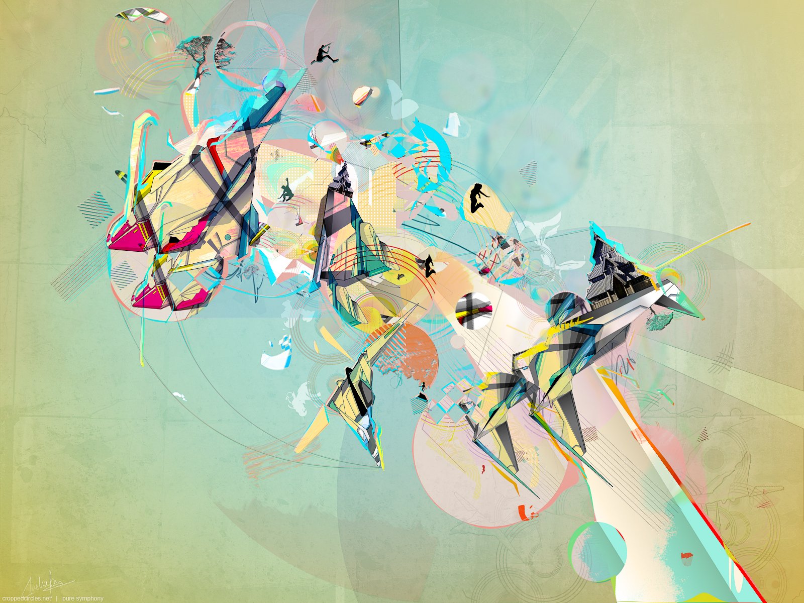 Vibrant Artistic Symphony: HD Abstract Drawing Wallpaper