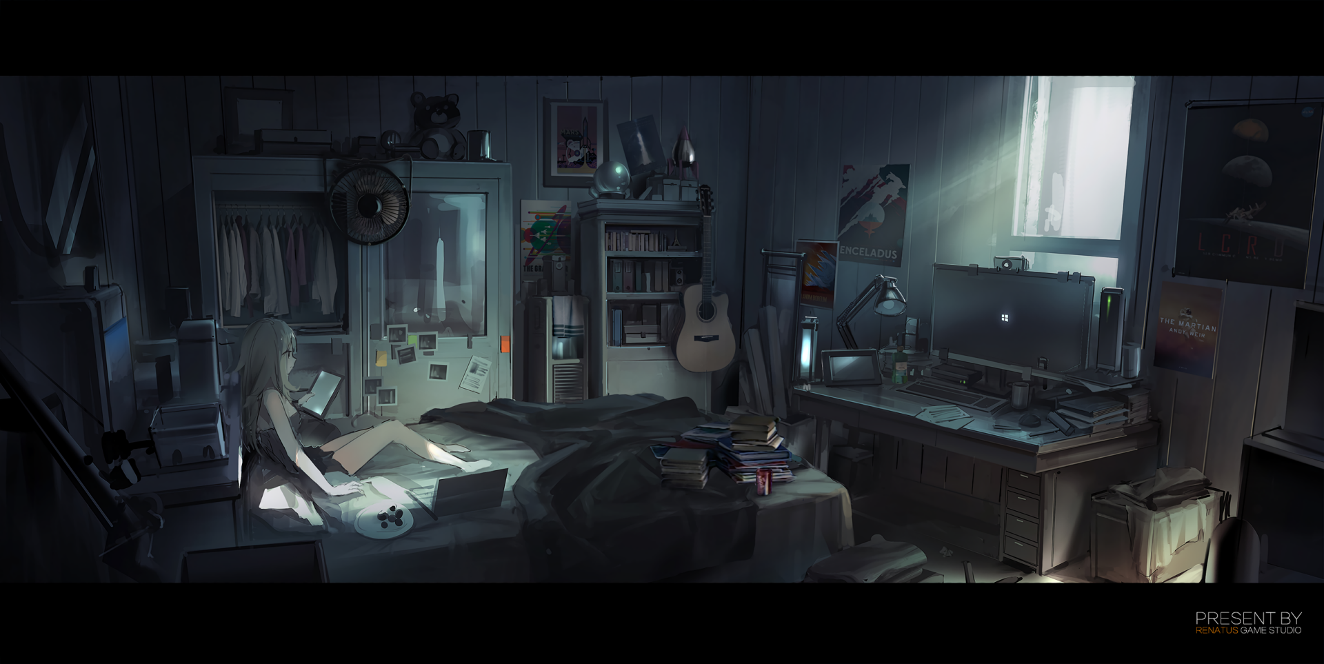 Serene Anime Room - HD Wallpaper by Renatus·Z