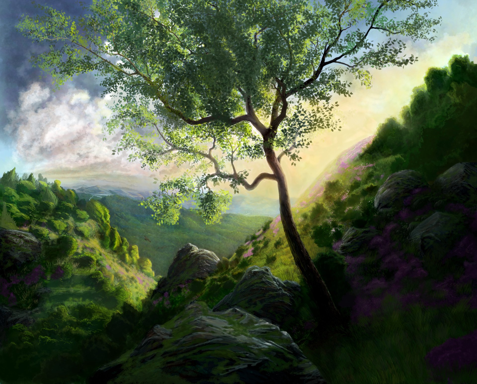 Download Tree Landscape Artistic Painting 4k Ultra HD Wallpaper by ...
