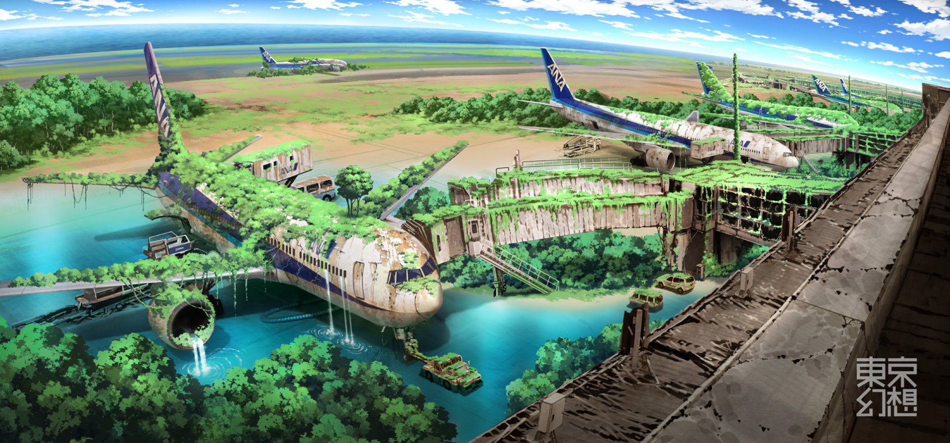 Post-Apocalyptic Serenity: HD Wallpaper of a Forgotten Jet Haven