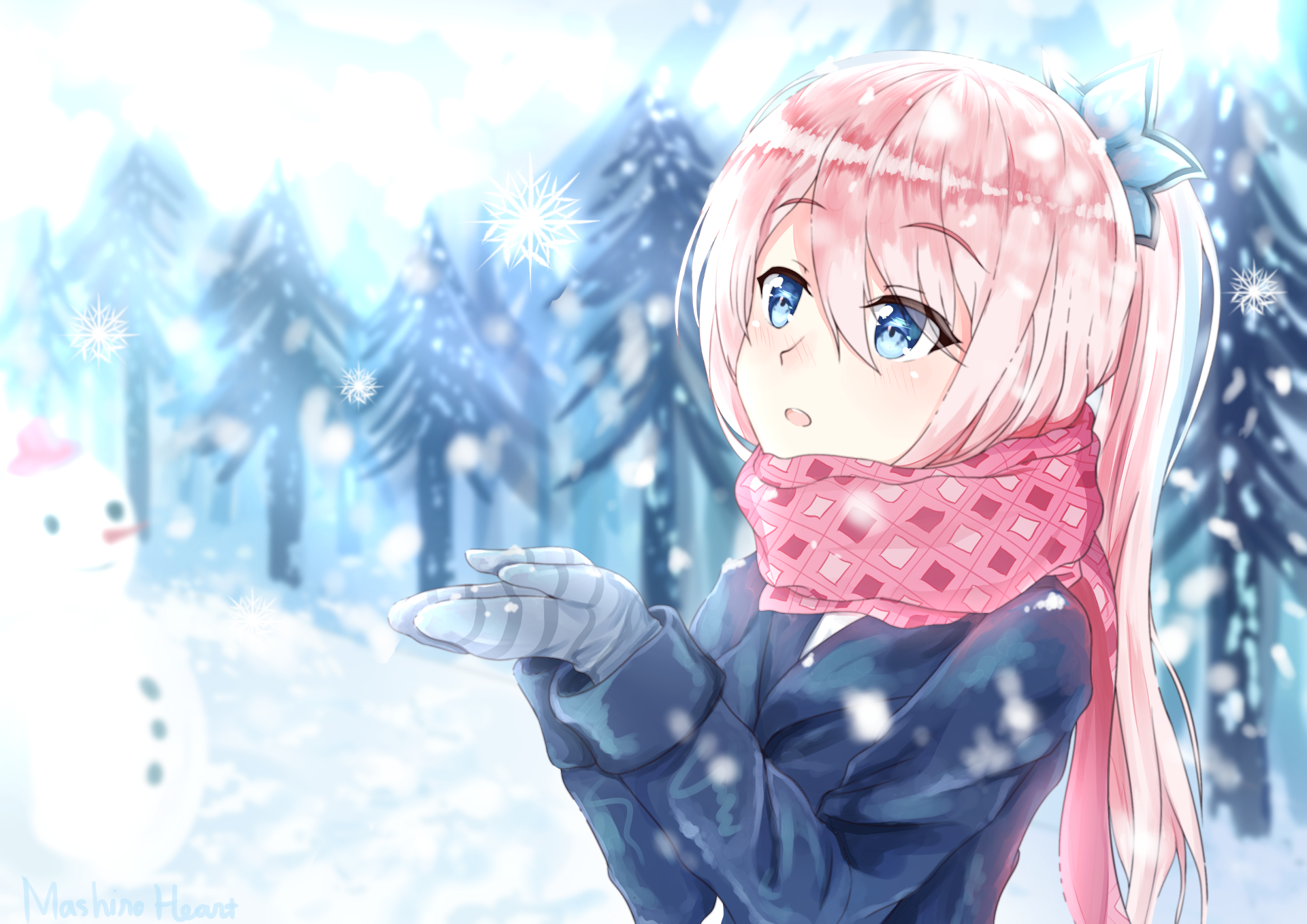 Charming Winter Anime HD Wallpaper: A Snowy Delight