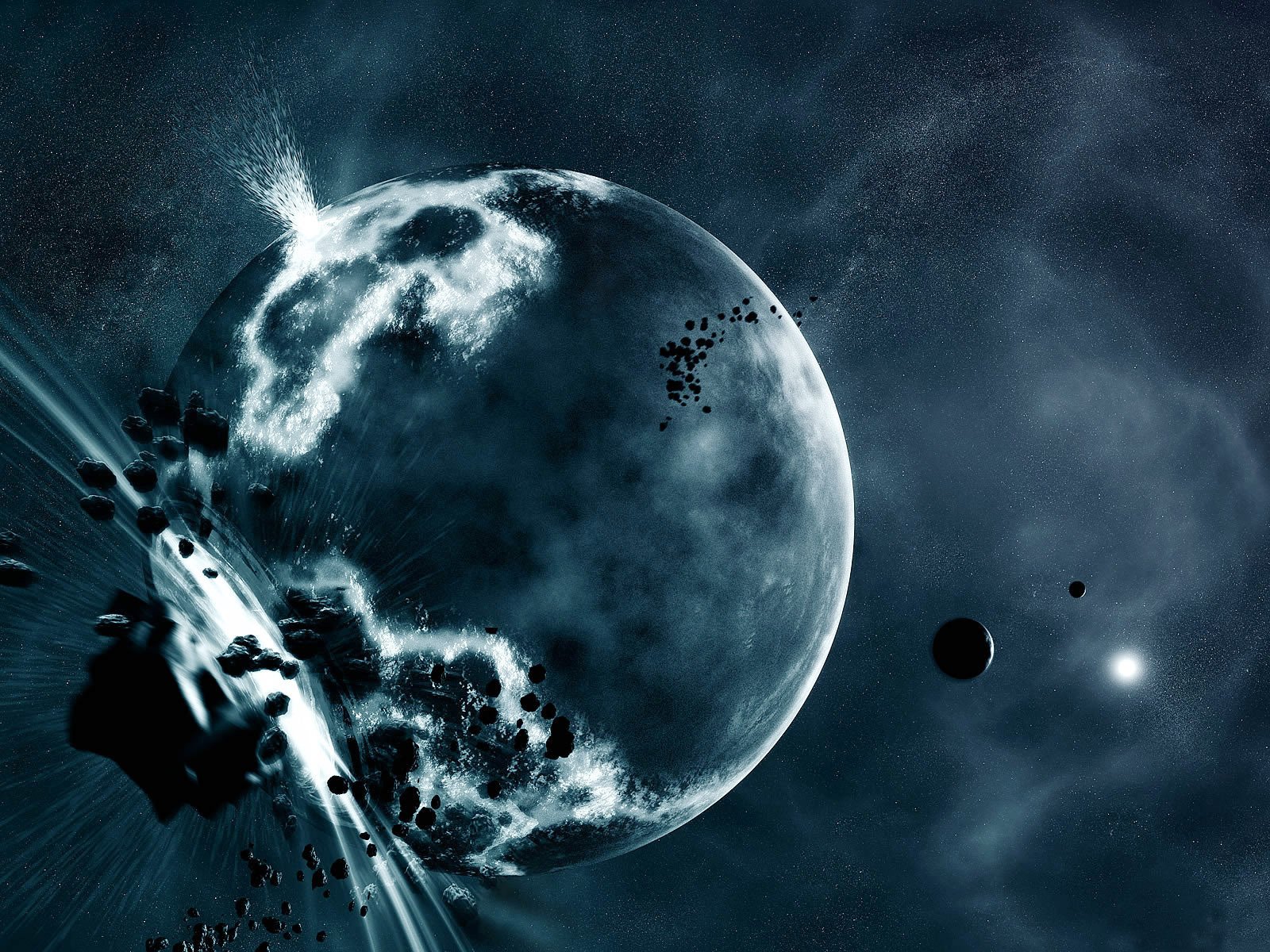 Epic Sci-Fi Planetary Collision HD Wallpaper