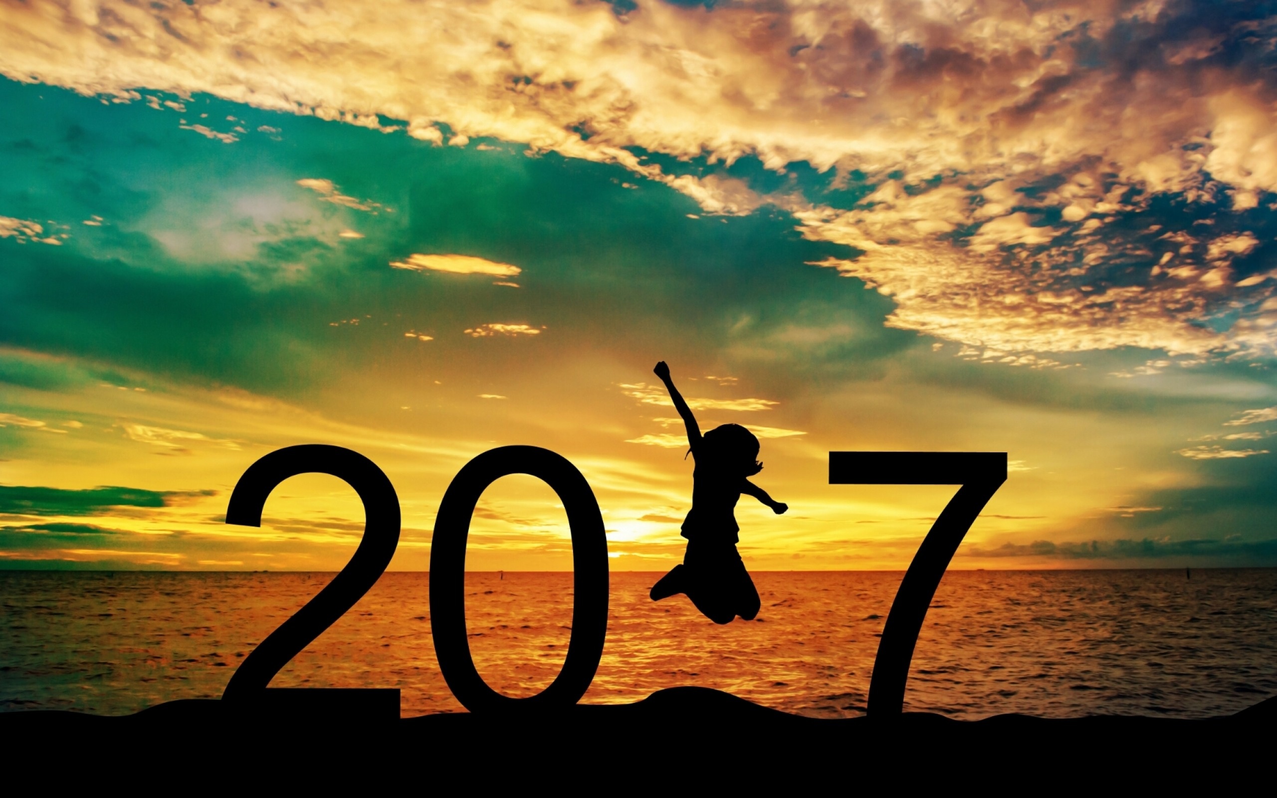 Download New Year Jump Sky Cloud Ocean Holiday New Year 2017 HD Wallpaper