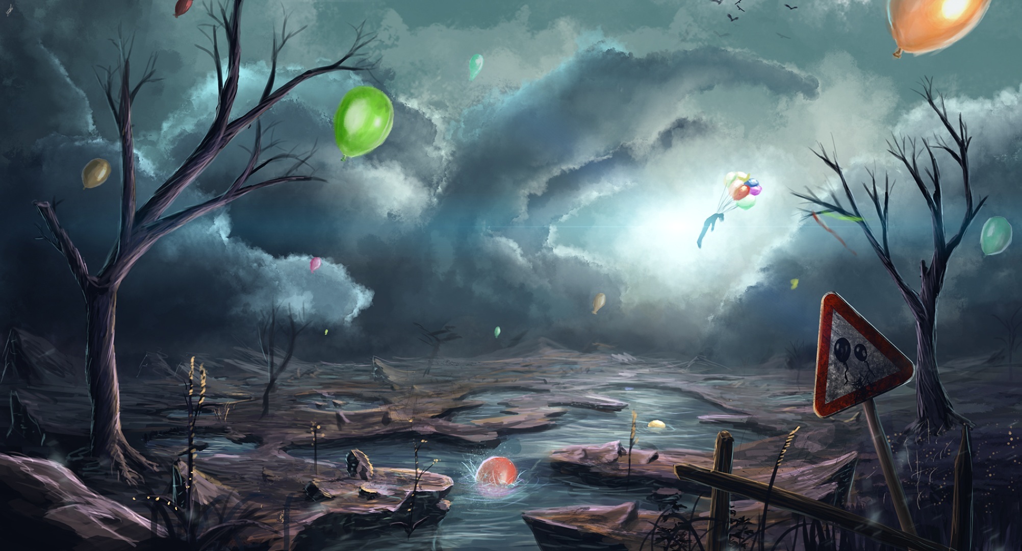 Post-Apocalyptic Sci-Fi Balloonscape HD Wallpaper by Sylar113