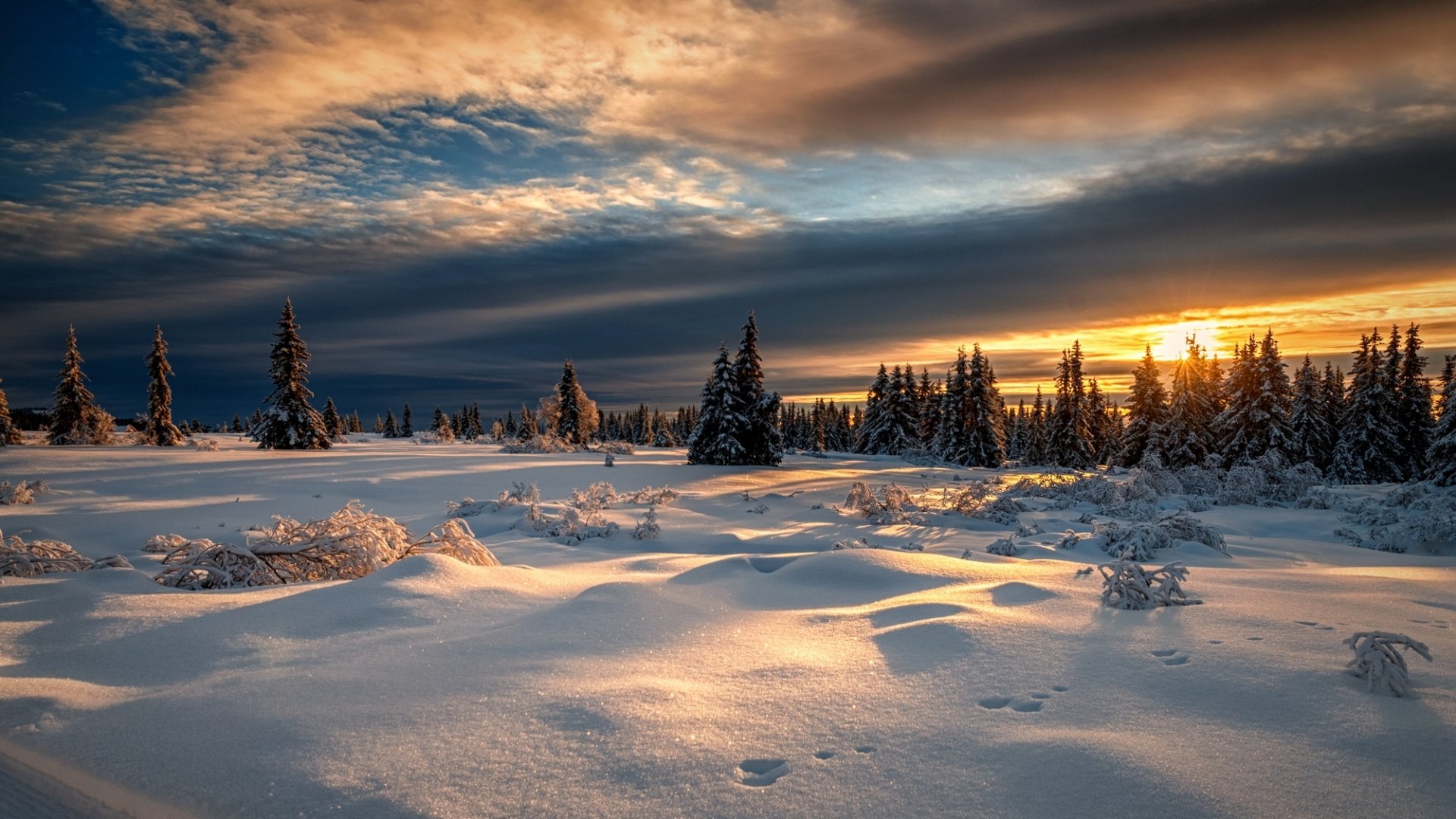Download Cloud Sunset Snow Nature Winter HD Wallpaper