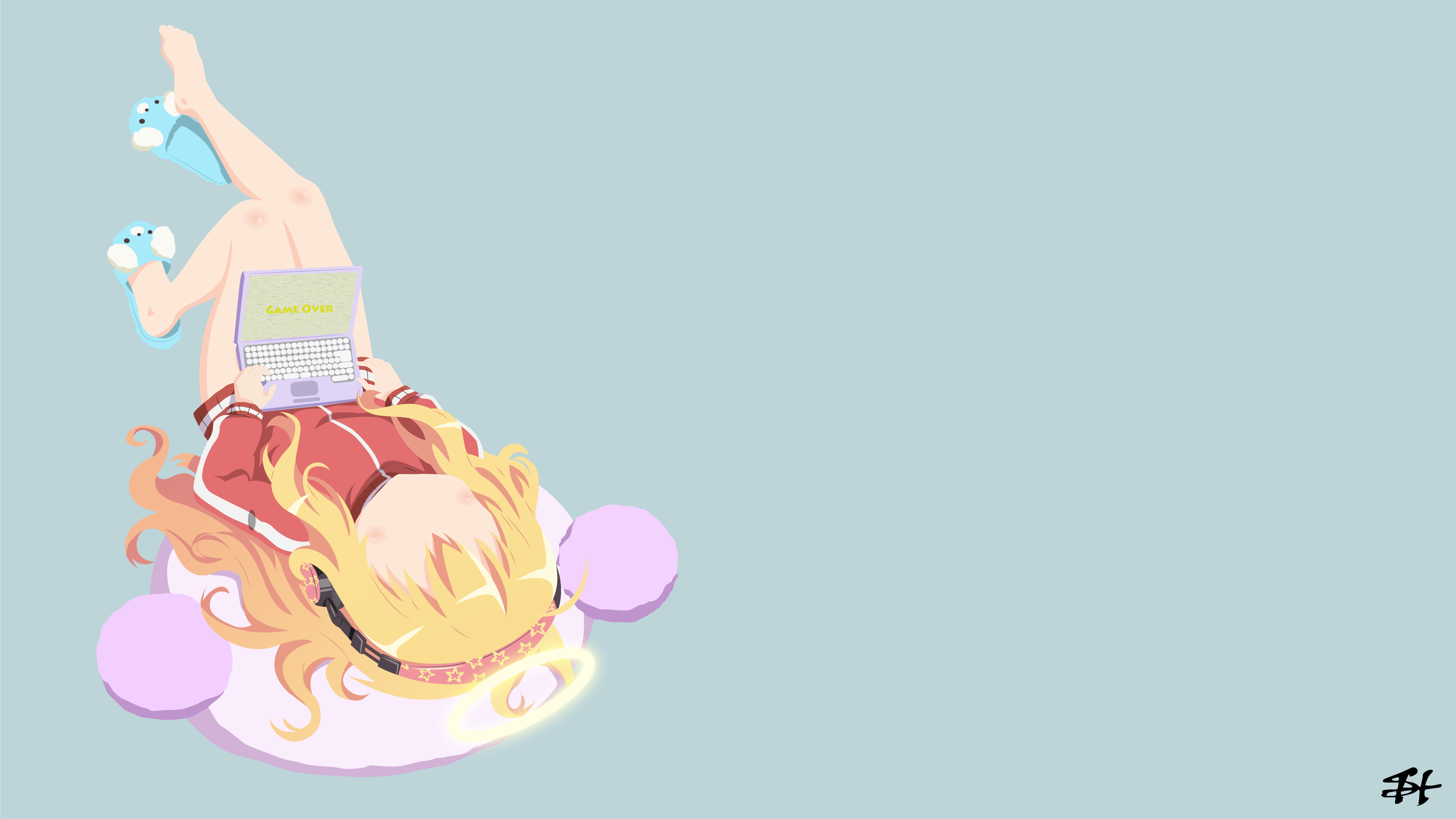 Gabriel DropOut Minimalist Anime 4K Ultra HD Wallpaper by Tenma White