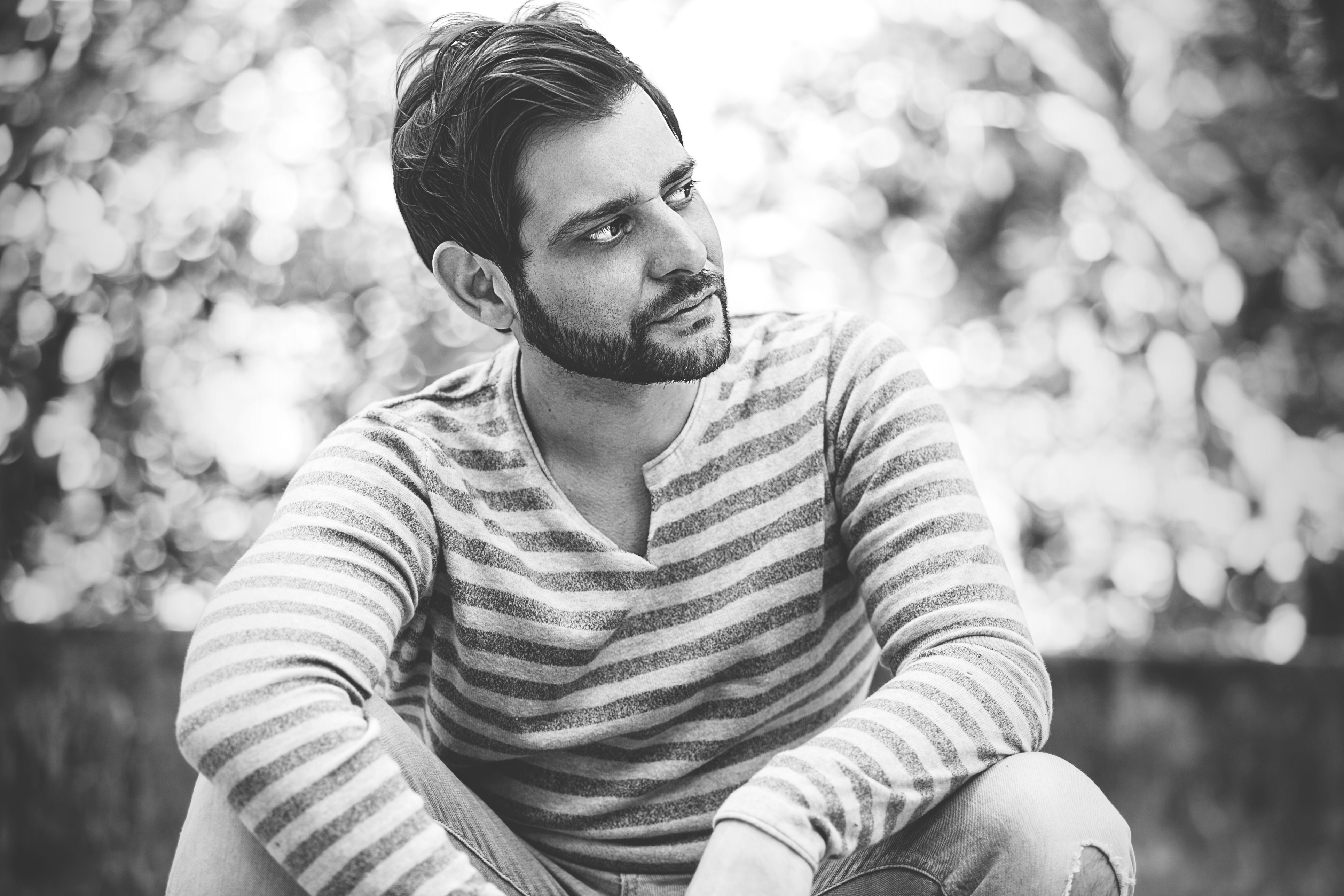 Download Bokeh Black & White Man Model 4k Ultra HD Wallpaper by ...