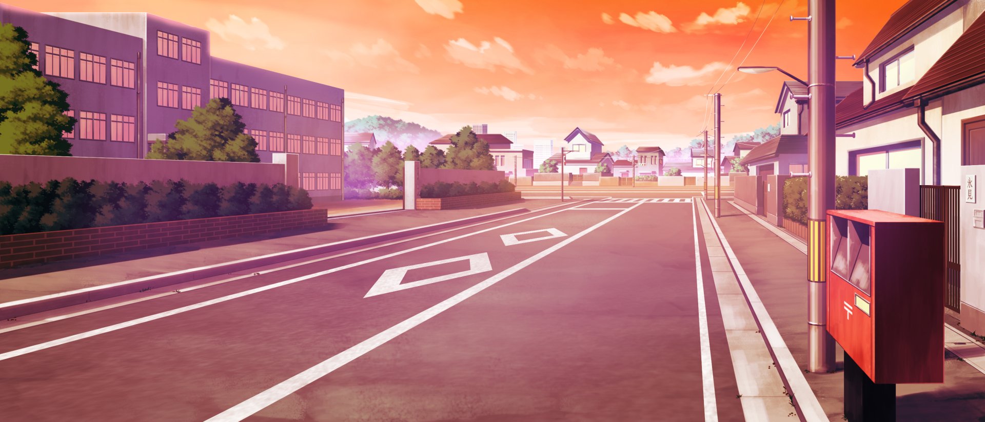 Download Building Anime Road HD Wallpaper