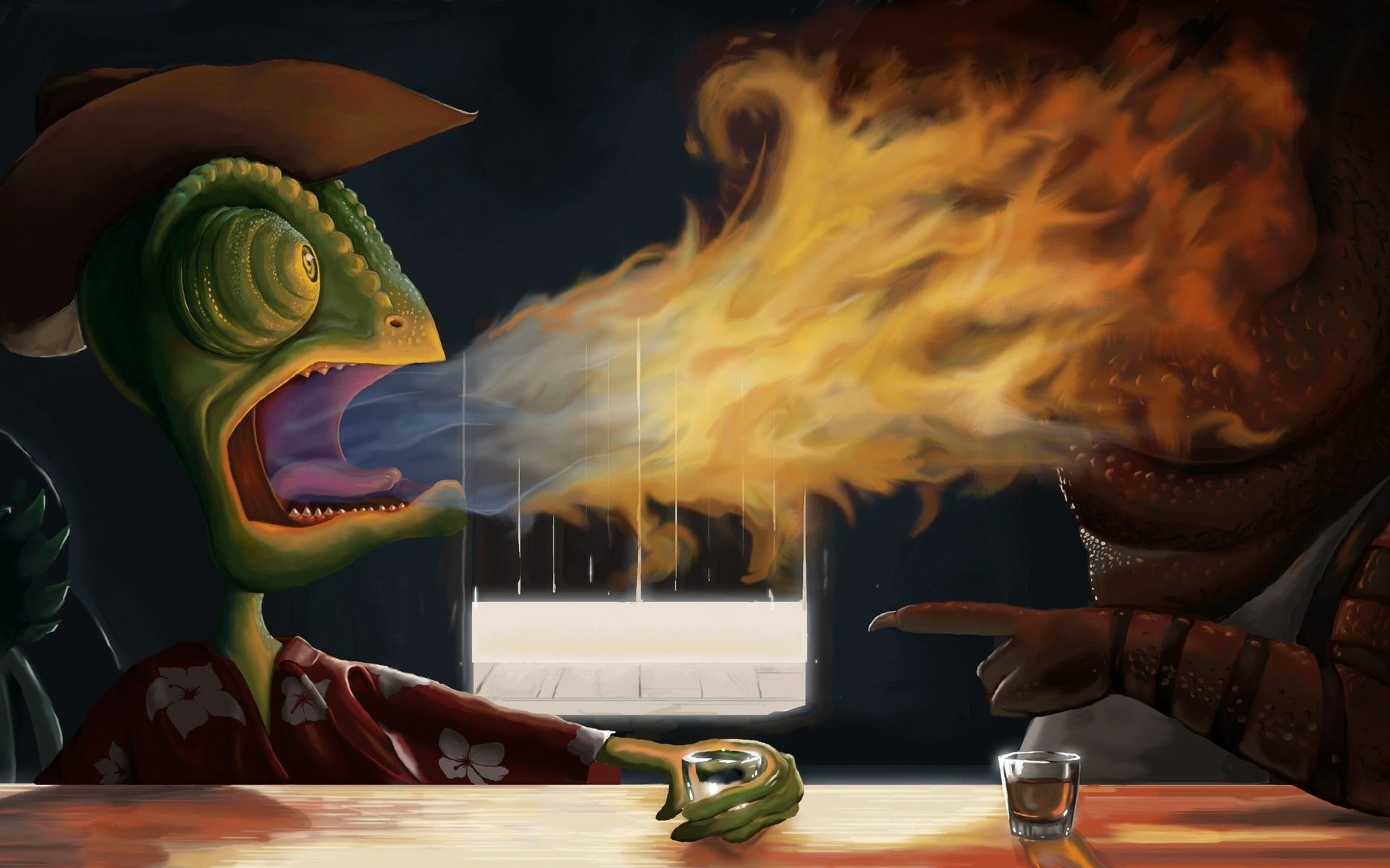 Rango HD Wallpaper: Fiery Showdown from the Movie